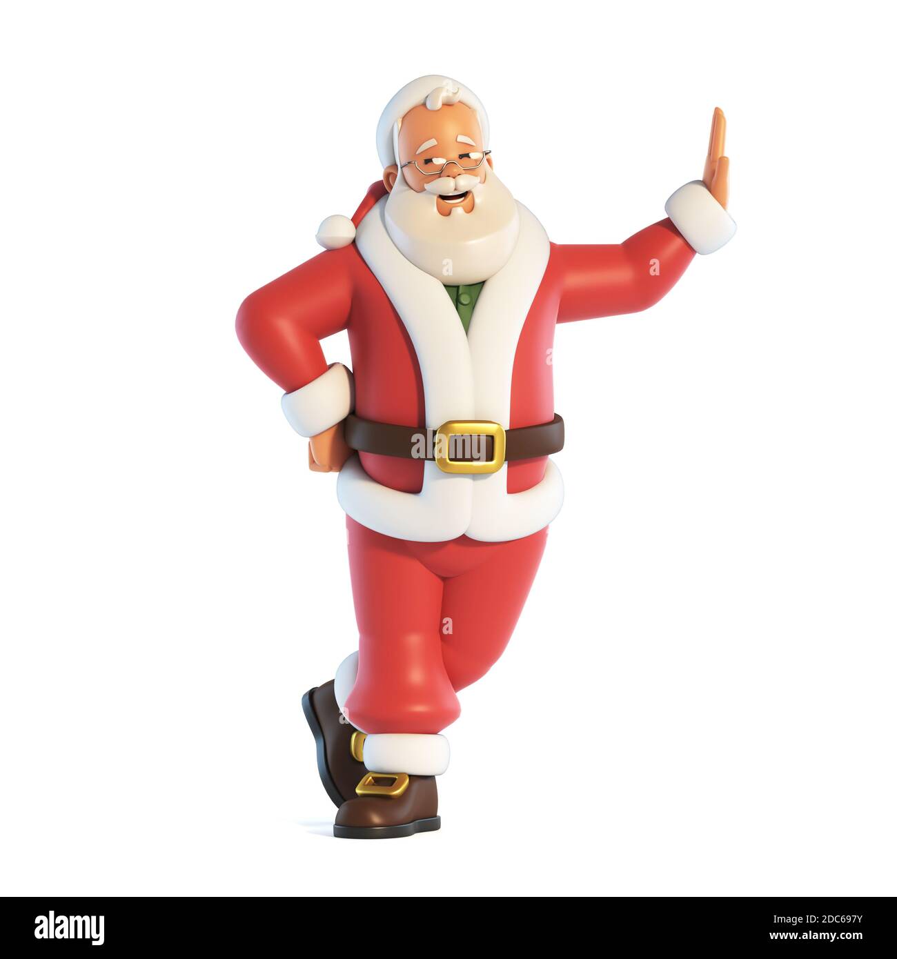 Santa Claus leaning on white banner isolated on white background 3d ...