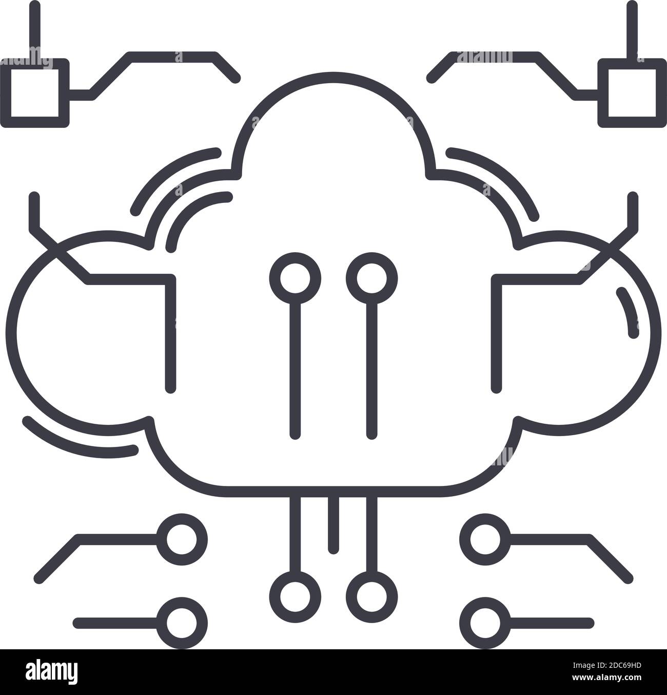 Data cloud icon, linear isolated illustration, thin line vector, web ...