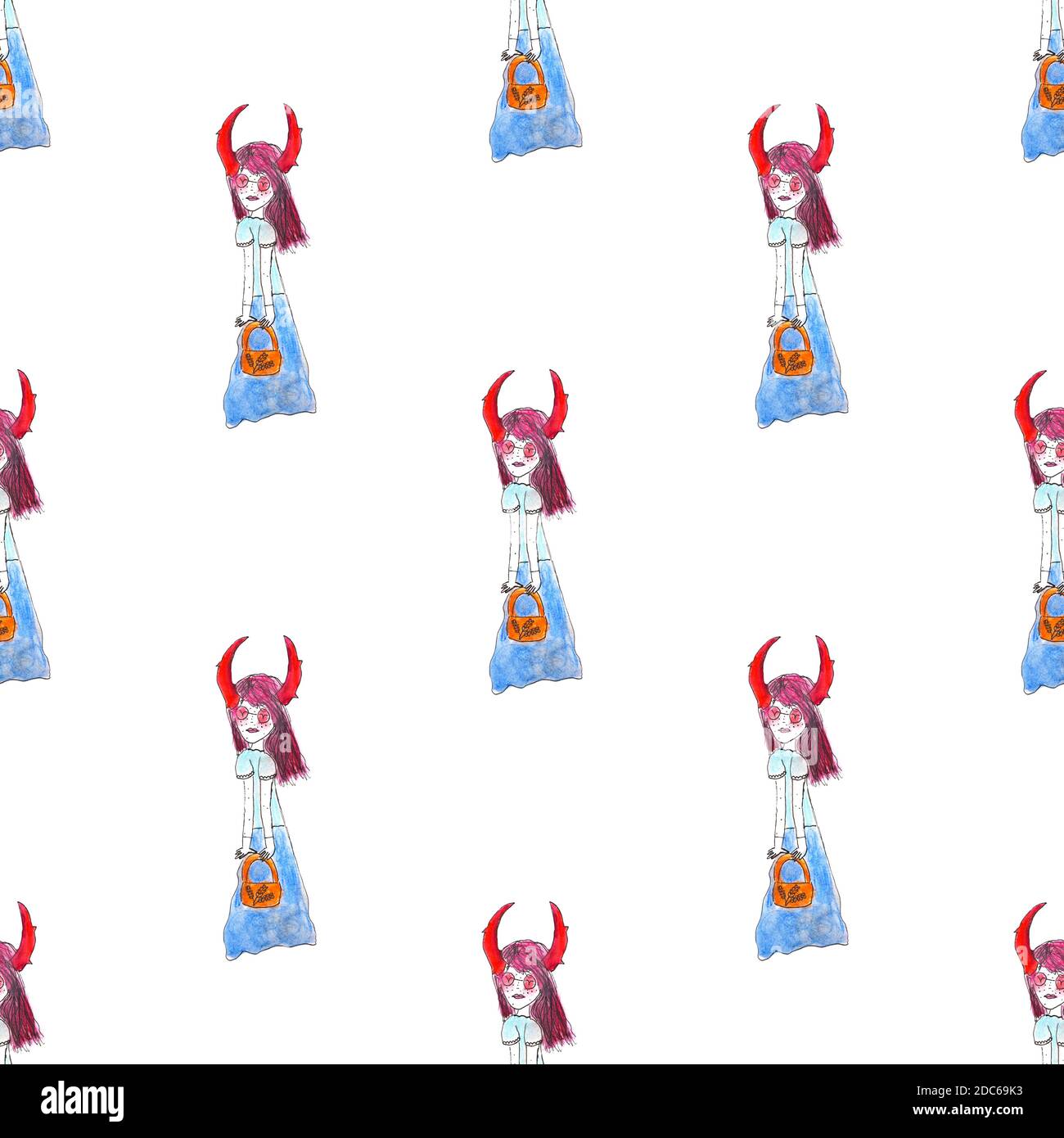 Seamless pattern cute girl Cut Out Stock Images & Pictures - Alamy