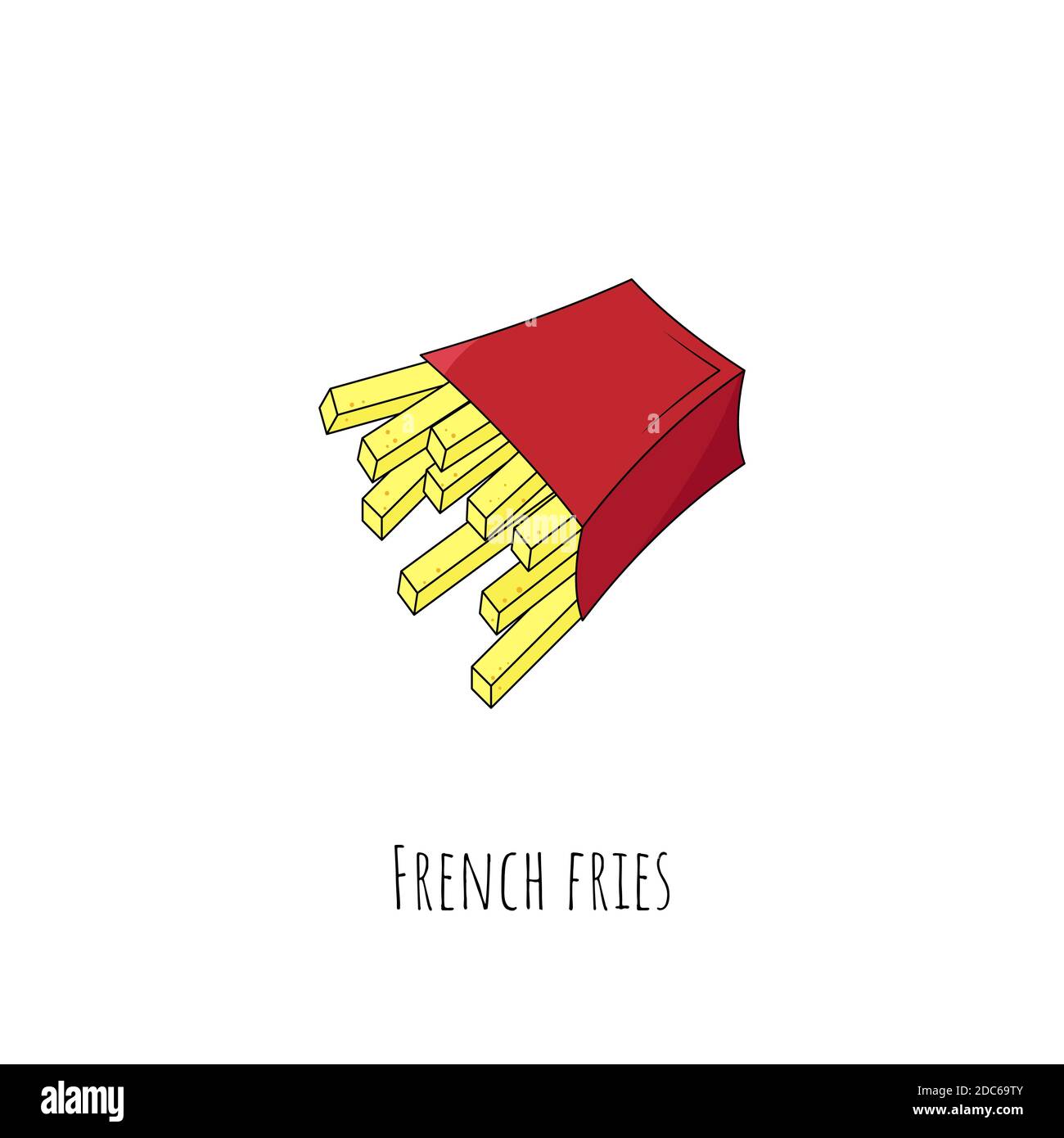 French fries. Isolated object on white. Vector cartoon illustration ...