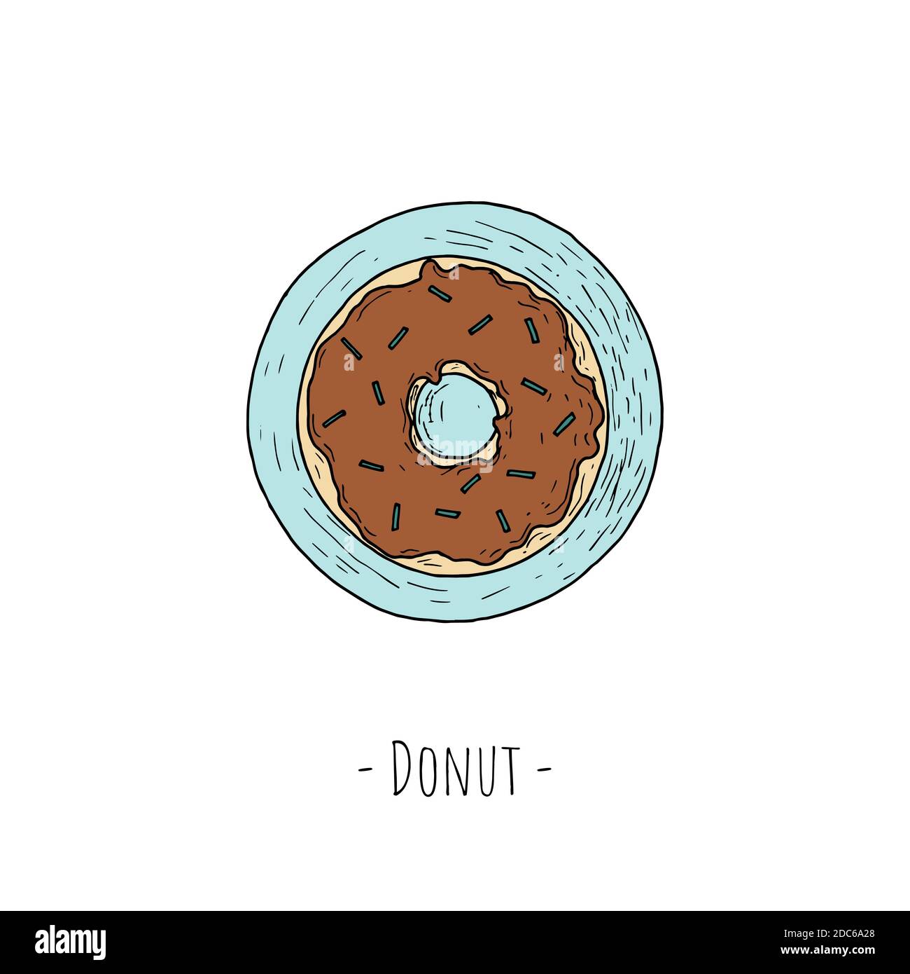 Donut on a plate. Top view. Isolated object on a white background ...