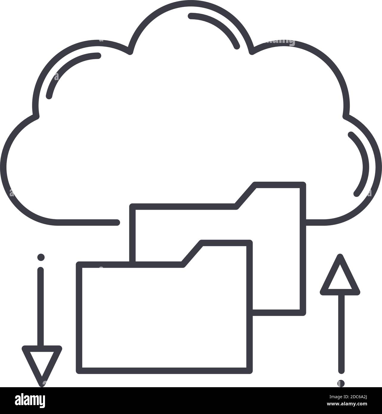 Data backup concept icon, linear isolated illustration, thin line vector, web design sign ...