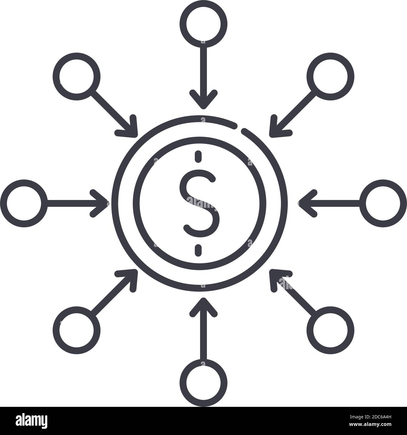 Crowdfunding icon, linear isolated illustration, thin line vector, web design sign, outline ...