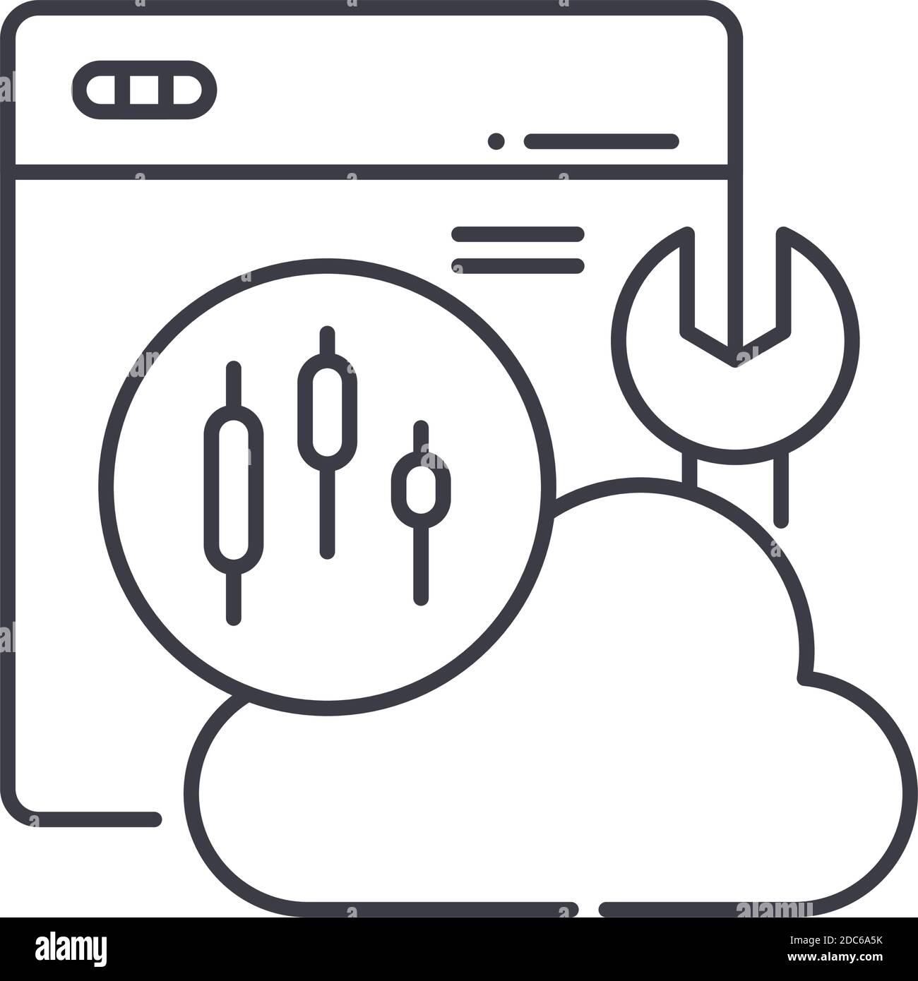 Data adjustment concept icon, linear isolated illustration, thin line vector, web design sign ...