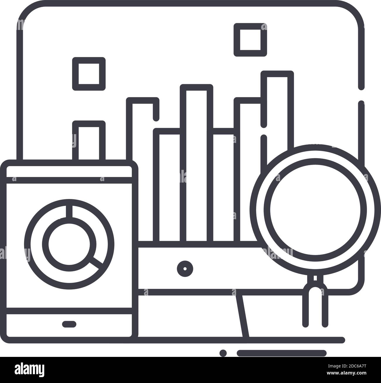 Data analysis icon, linear isolated illustration, thin line vector, web ...