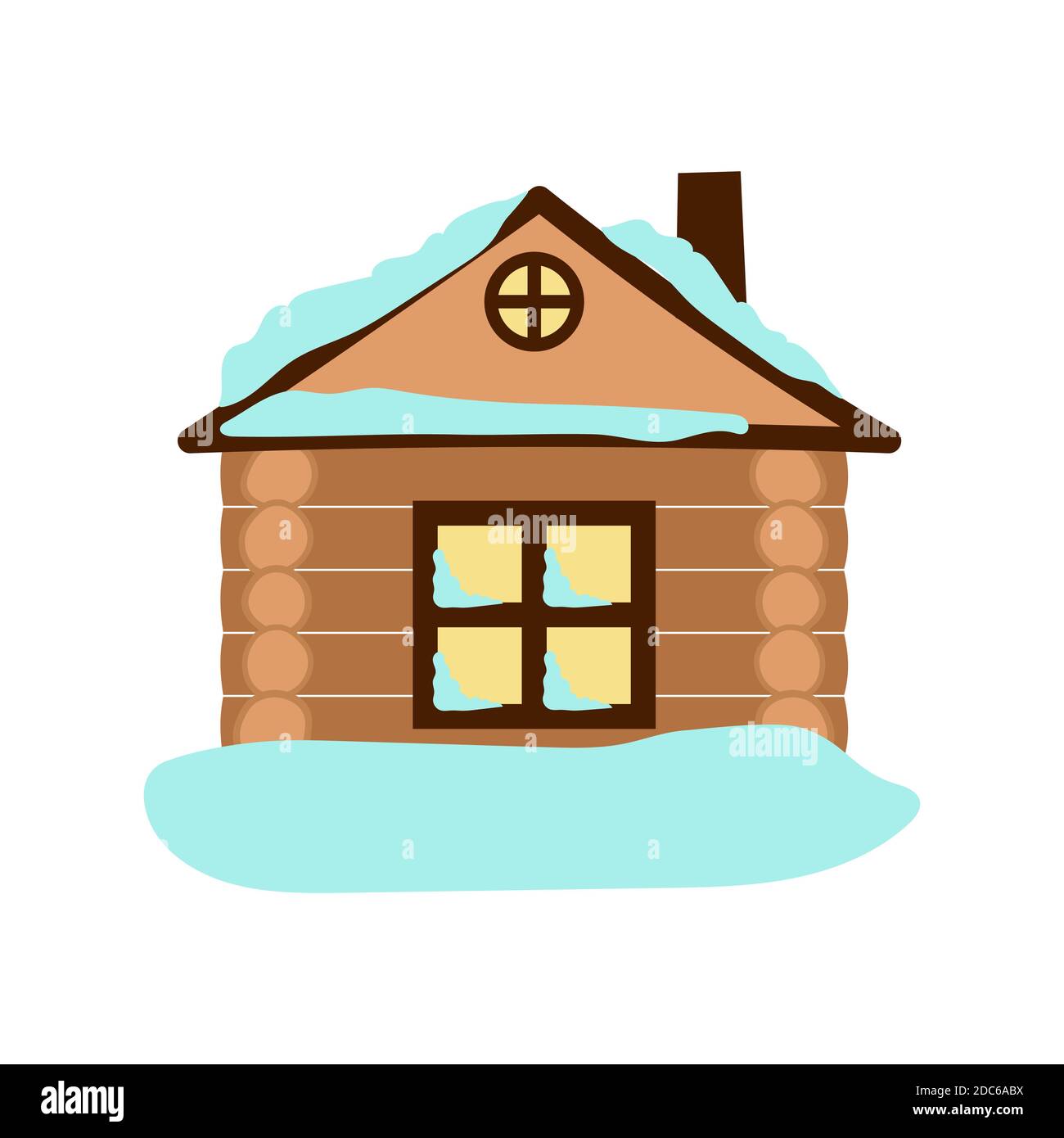 House with snow on a roof. Vector cartoon illustration. Isolated object ...