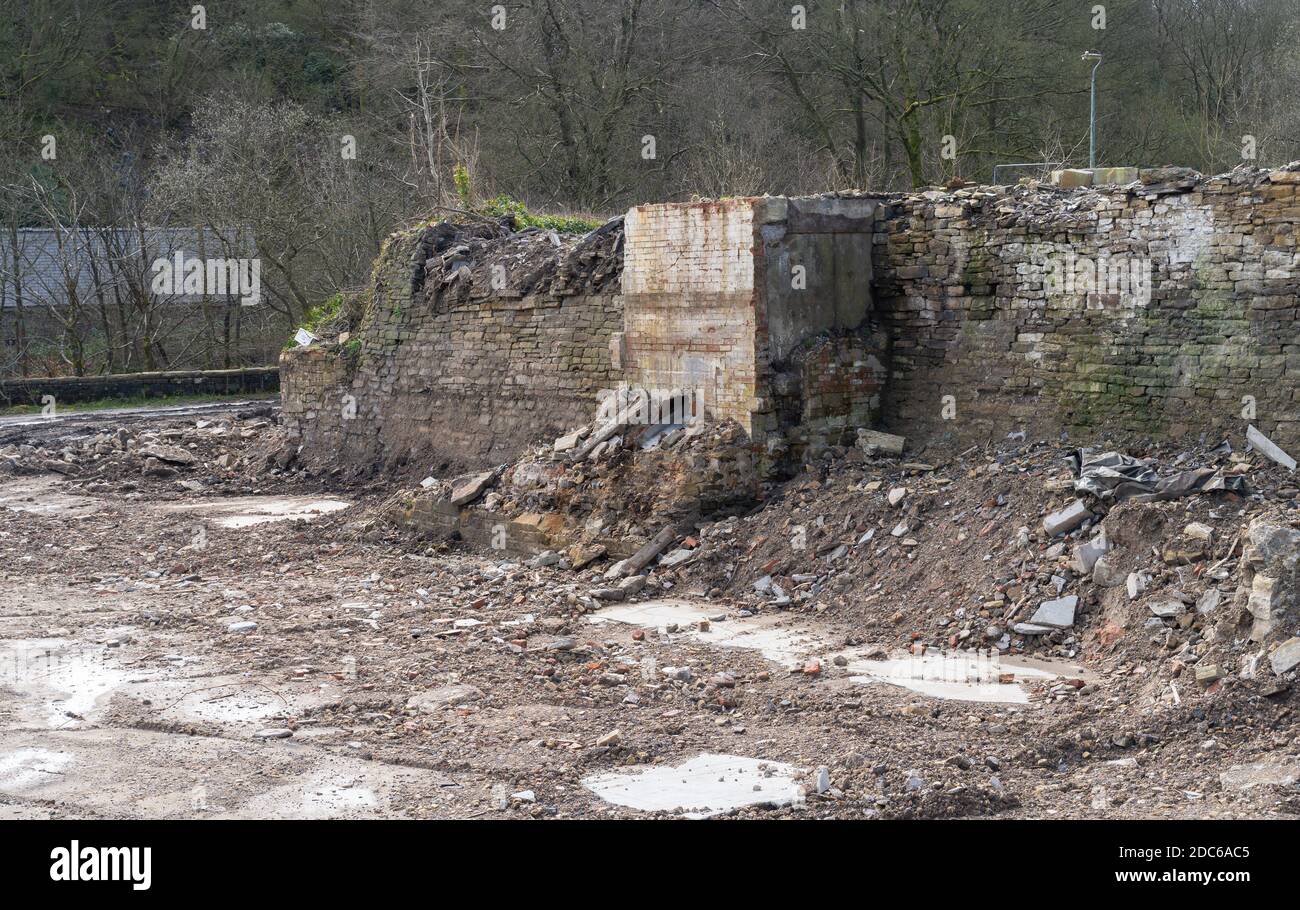 old woolen mill undergoing demolition, near marsden, west yorkshire ...