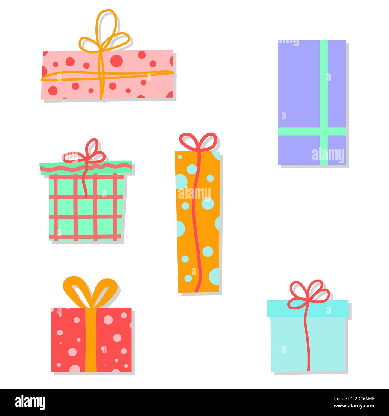 Gift boxes. Vector cartoon illustrations of gifts. Isolated objects on ...
