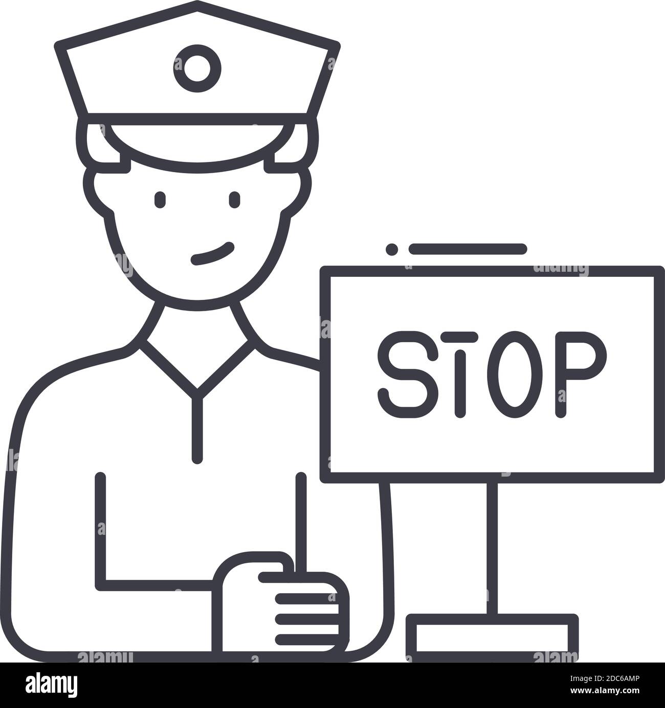 Crossing guards icon, linear isolated illustration, thin line vector ...