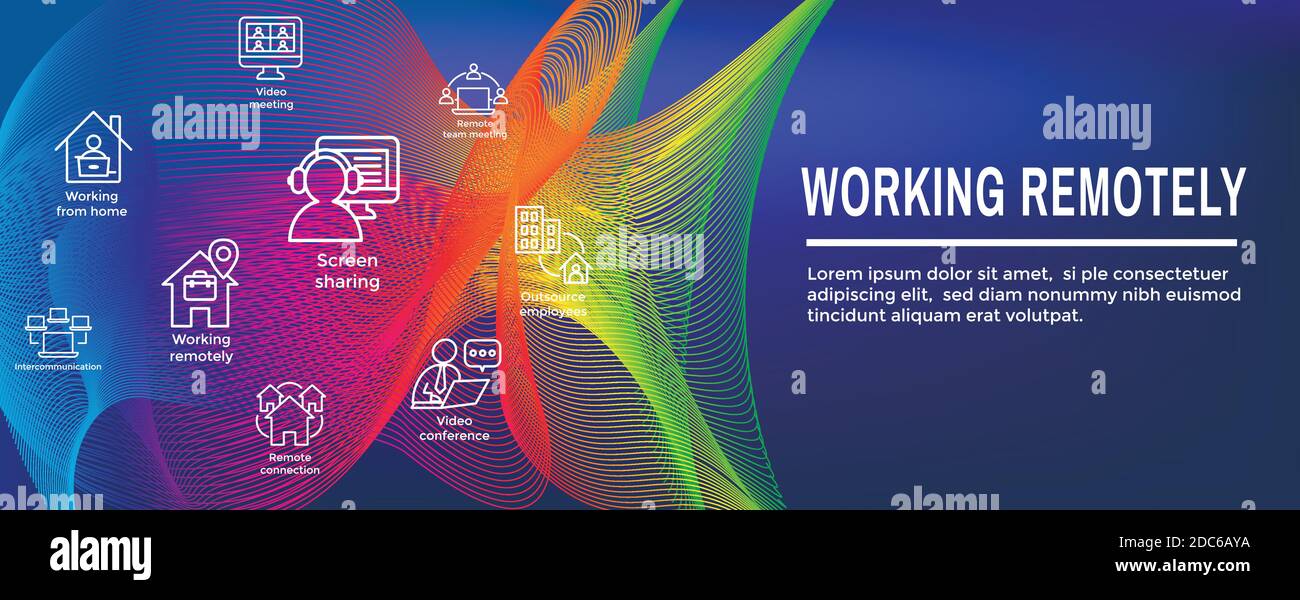 Remote work icon set & web header banner Stock Vector Image & Art - Alamy