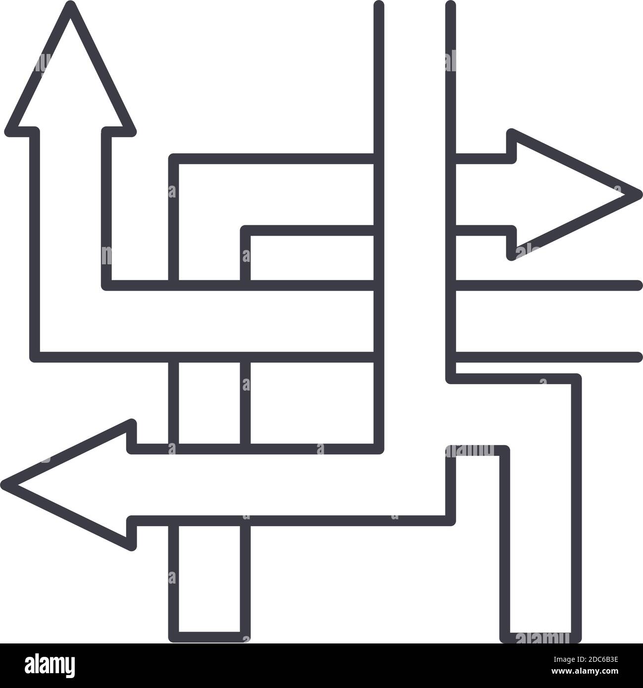 Crossroad arrows icon, linear isolated illustration, thin line vector ...