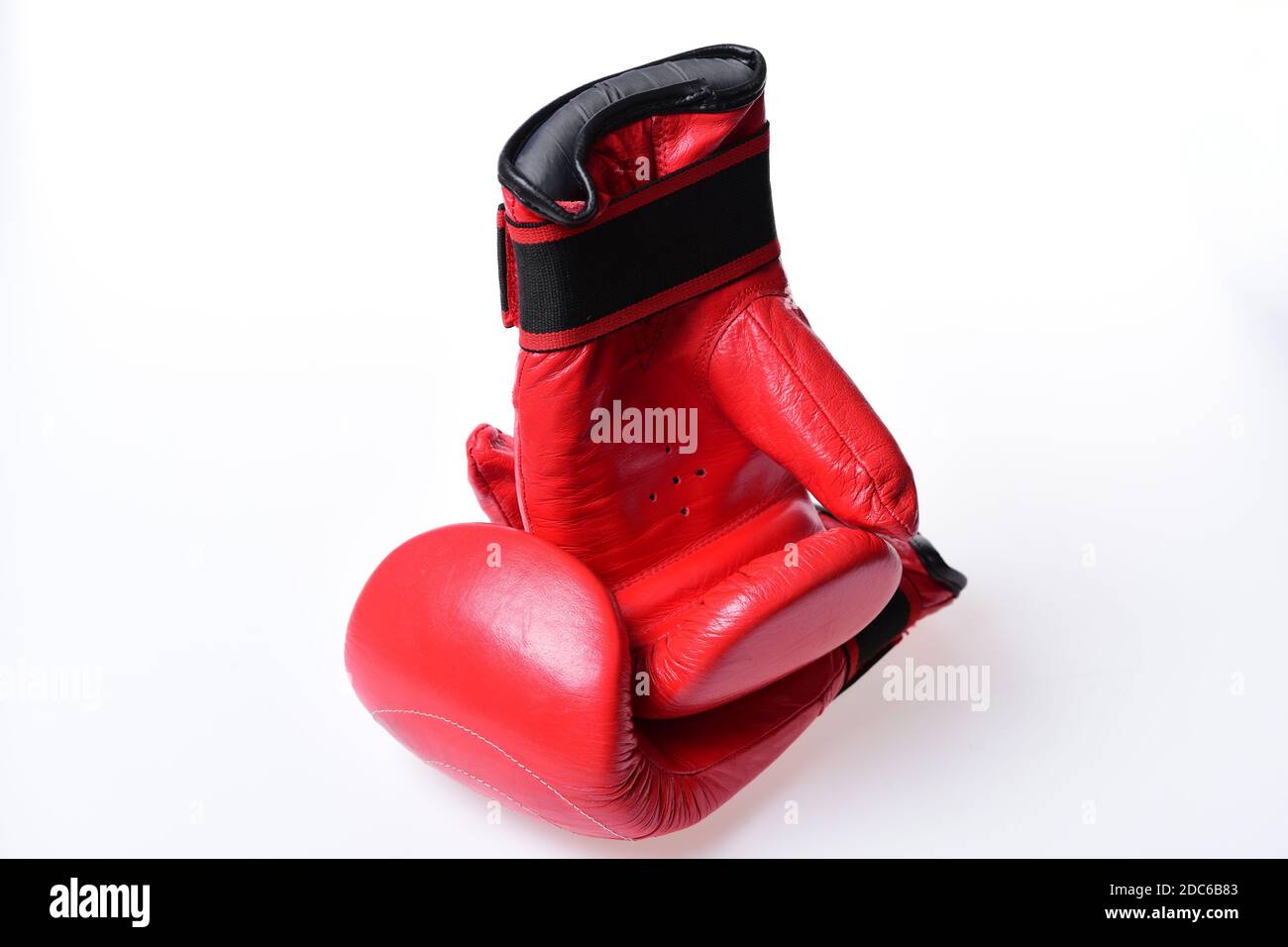 Leather box equipment for fight and training. Pair of boxing gloves ...