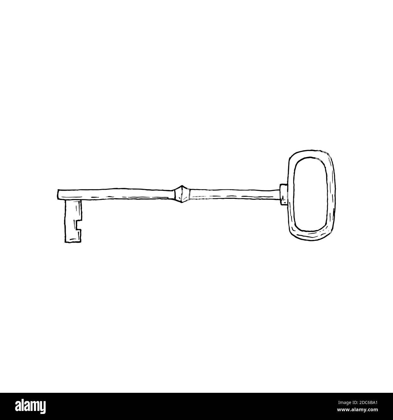 Key. Vector. Isolated object on white. Hand-drawn illustration Stock ...