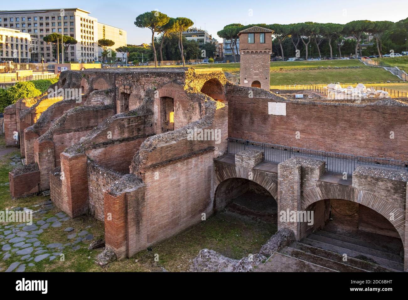 Rome, Italy - 2019/06/16: Archeological site, ruins remaining of the ...