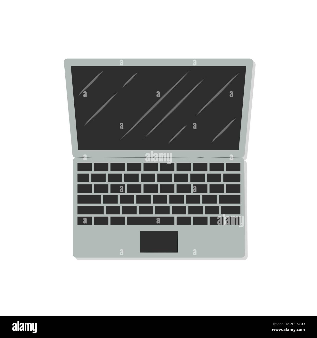 Opened laptop. Top view. Vector illustration. Isolated object on a ...