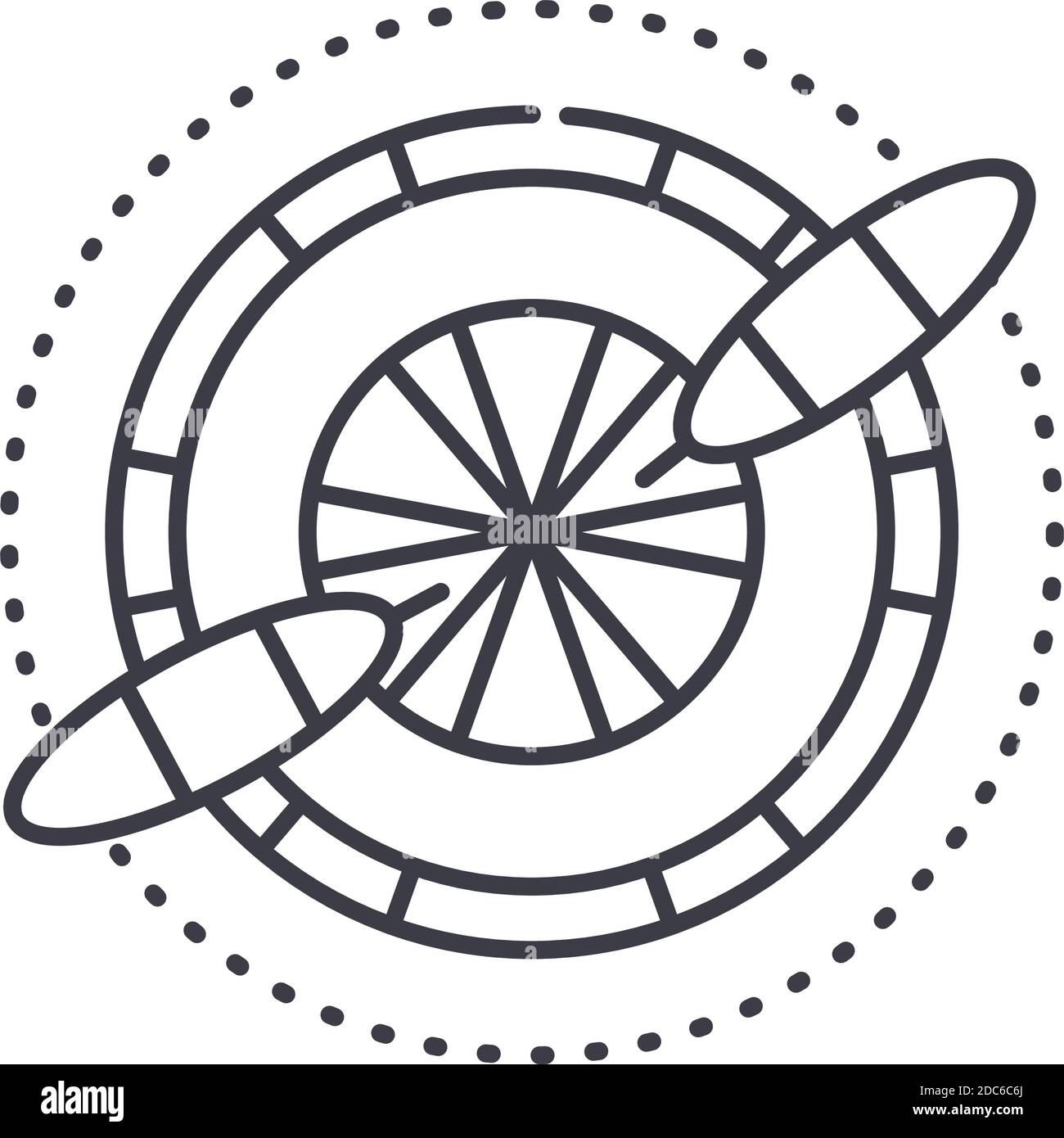 Dart game icon, linear isolated illustration, thin line vector, web ...