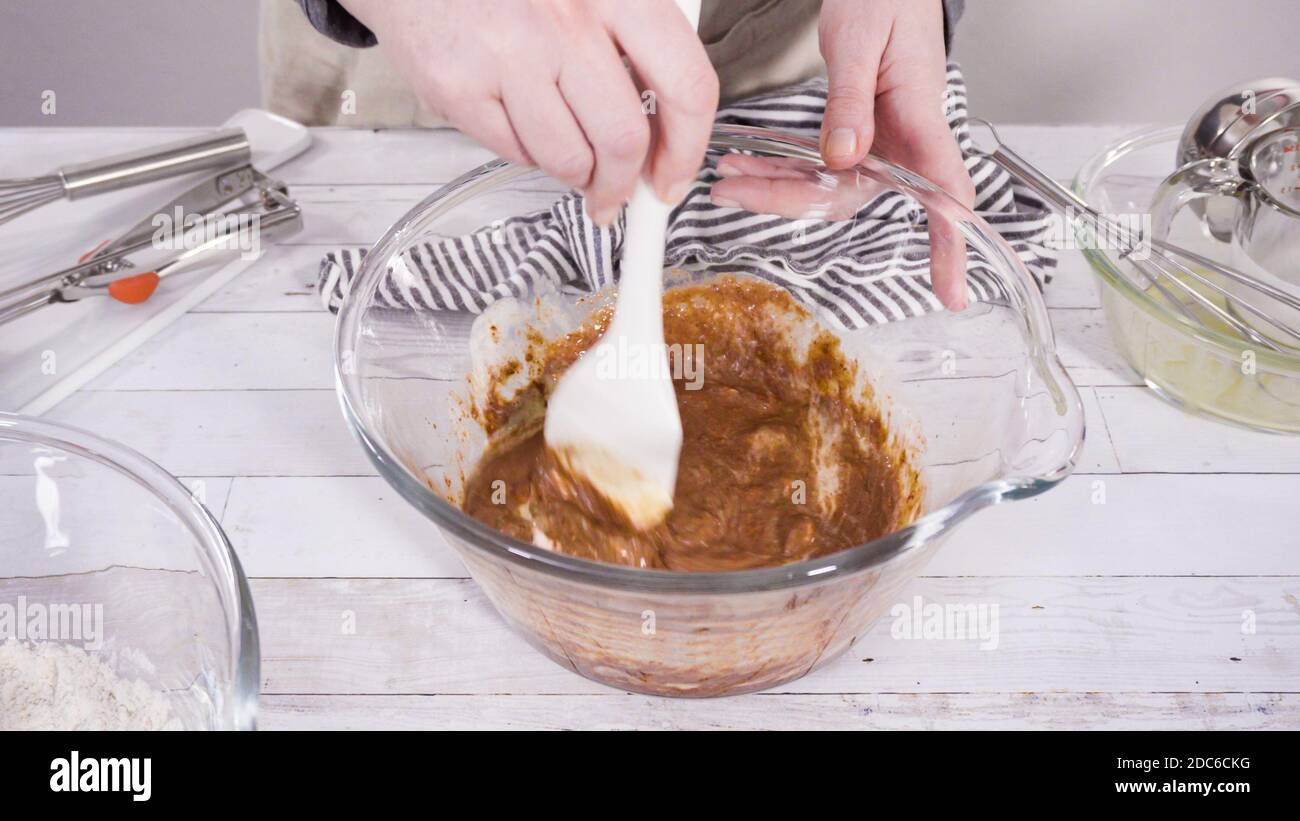 Mixing ingredients bake chocolate raspberry hi-res stock photography ...