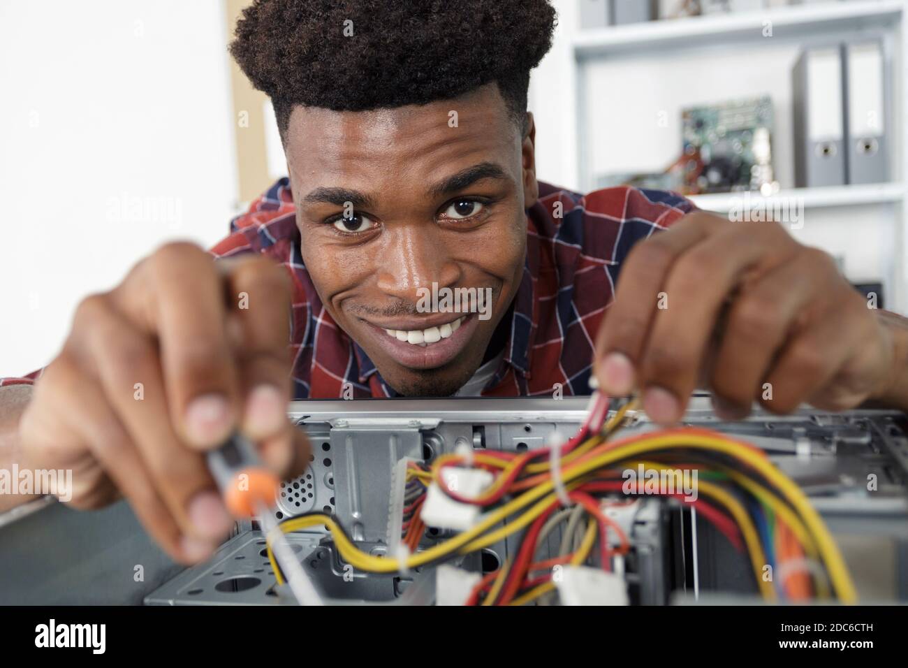 man enjoying fast internet connection Stock Photo - Alamy