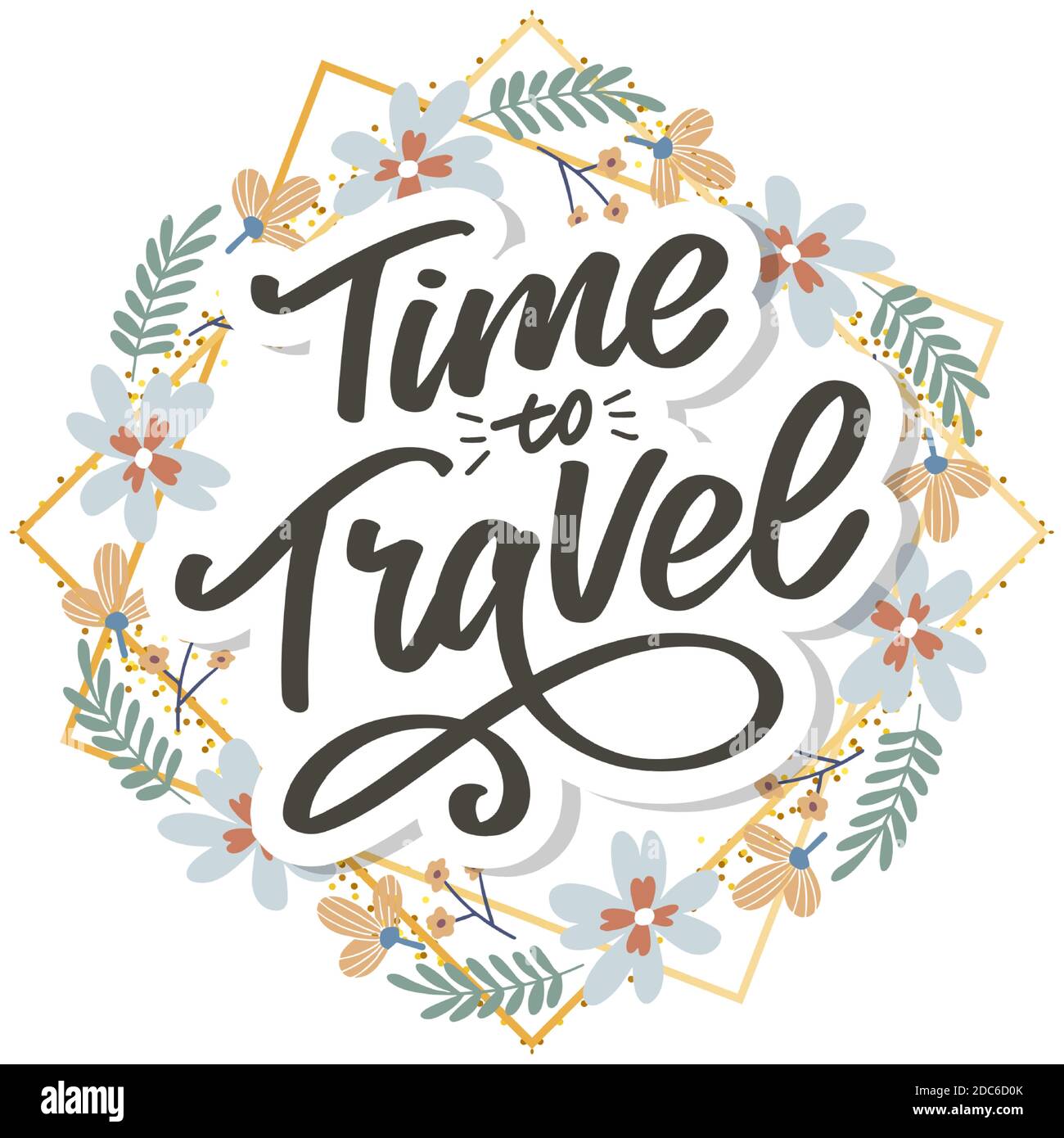 Calligraphic Writing It's Travel Time . vector illustration Stock ...