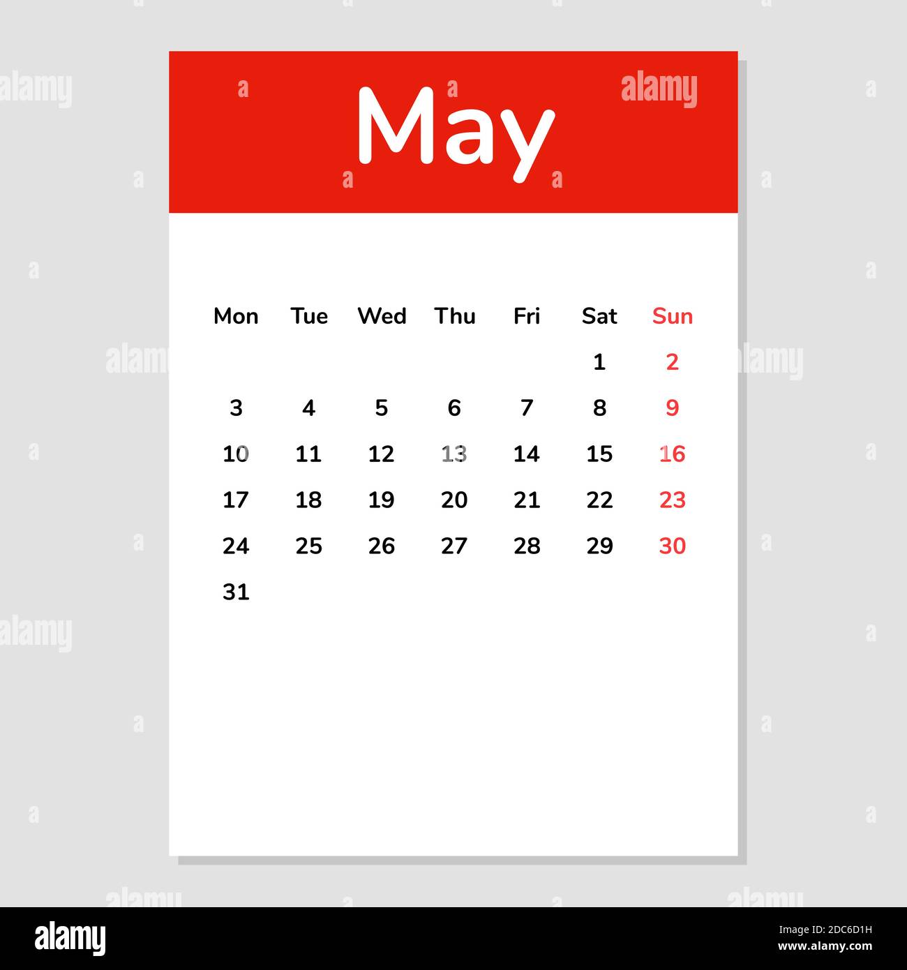 May 2021 calendar sheet. Vector illustration Stock Vector Image & Art ...