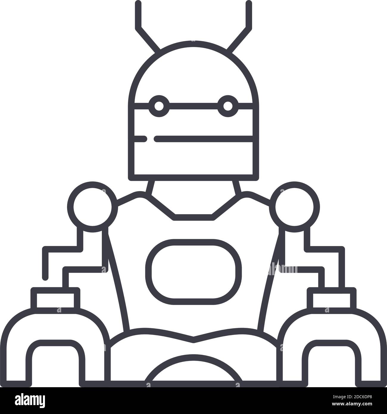 Cyborg icon, linear isolated illustration, thin line vector, web design ...