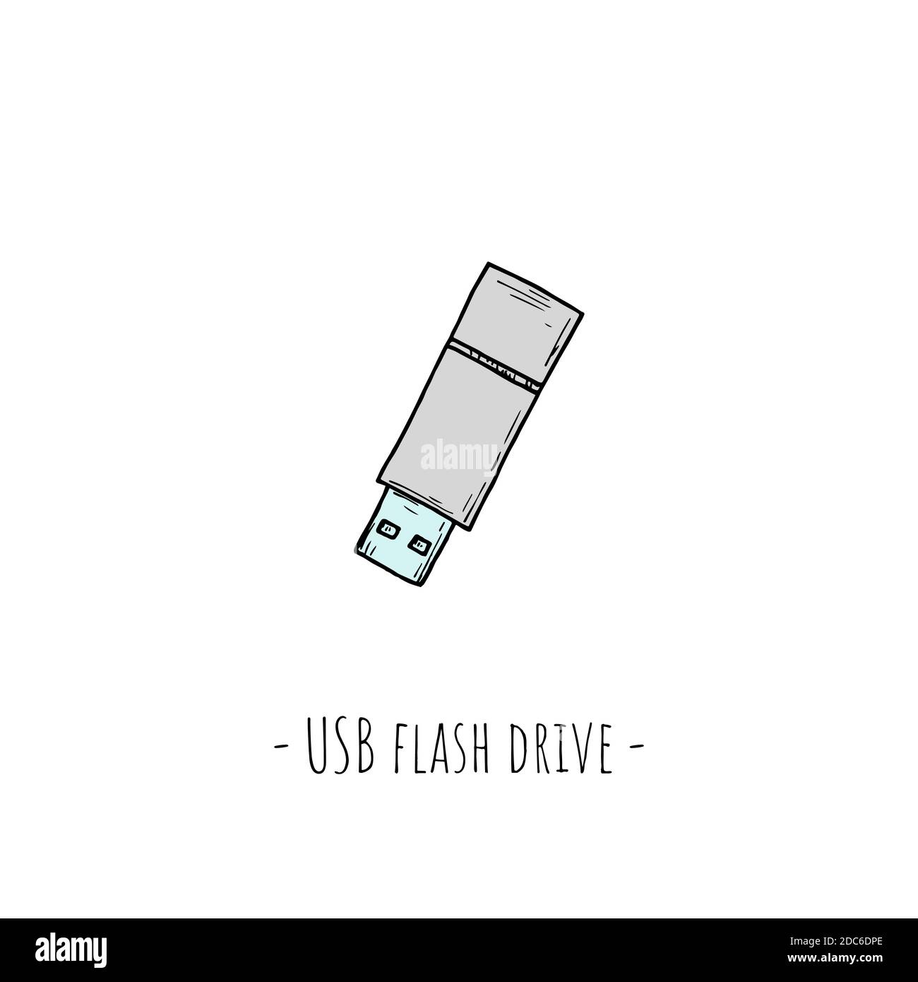 USB flash drive. Isolated object on a white background. Vector cartoon ...