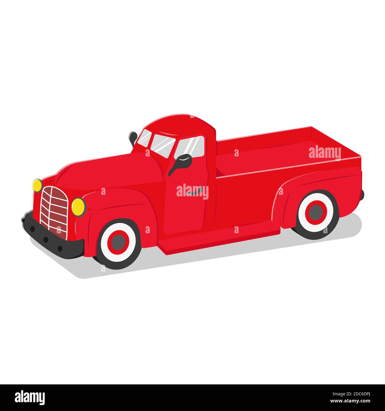 Red car. Vector cartoon illustration. Isolated object on white. Flat ...