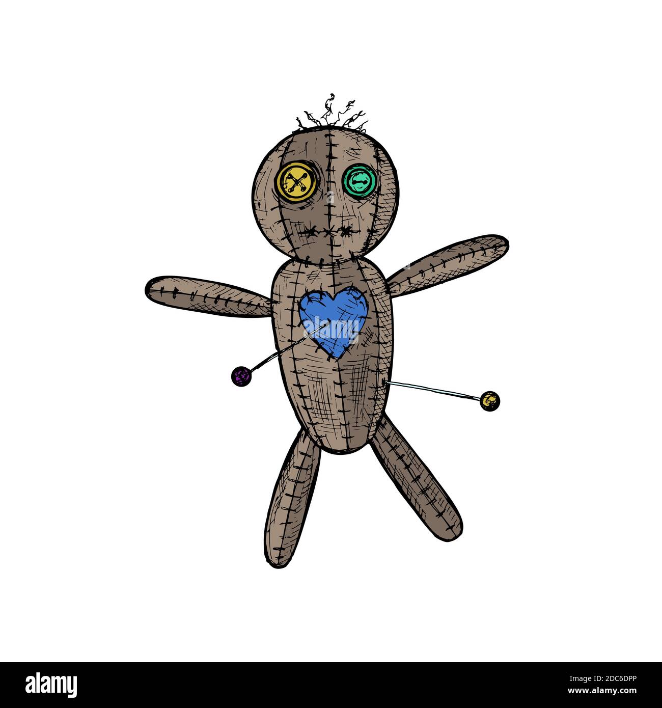 Voodoo doll. Vector cartoon illustration. Isolated object on a white ...