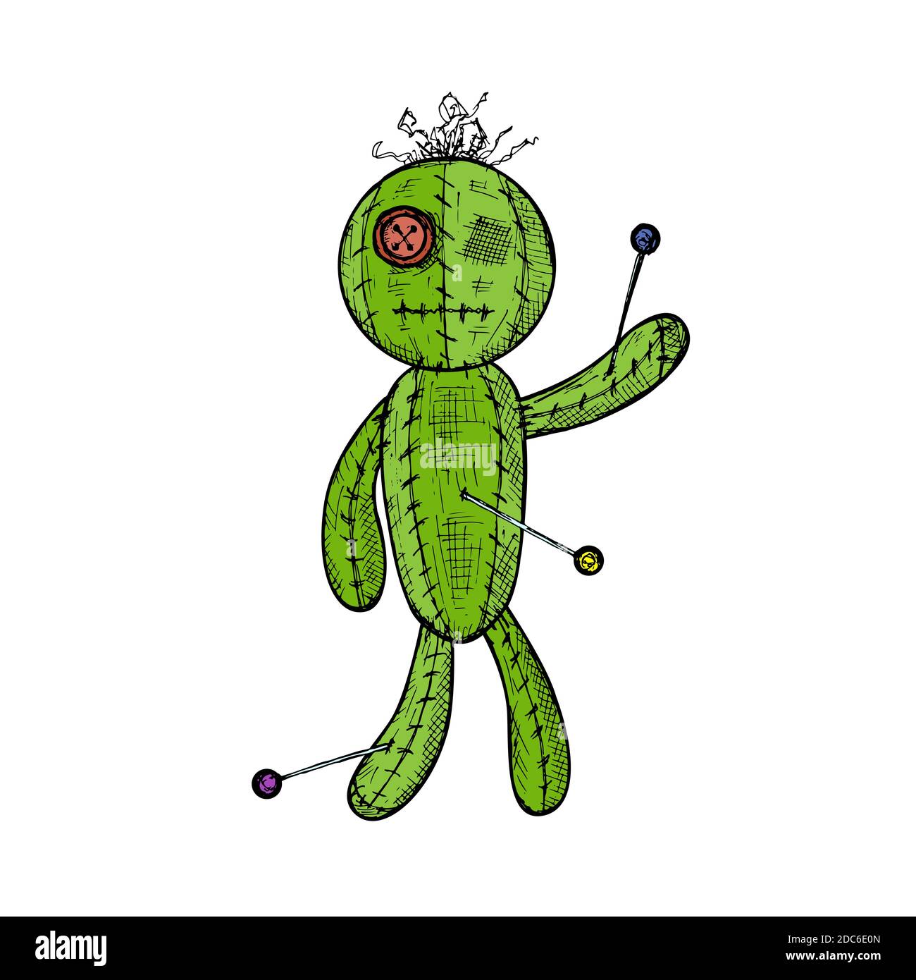 Voodoo doll. Vector cartoon illustration. Isolated object on a white ...