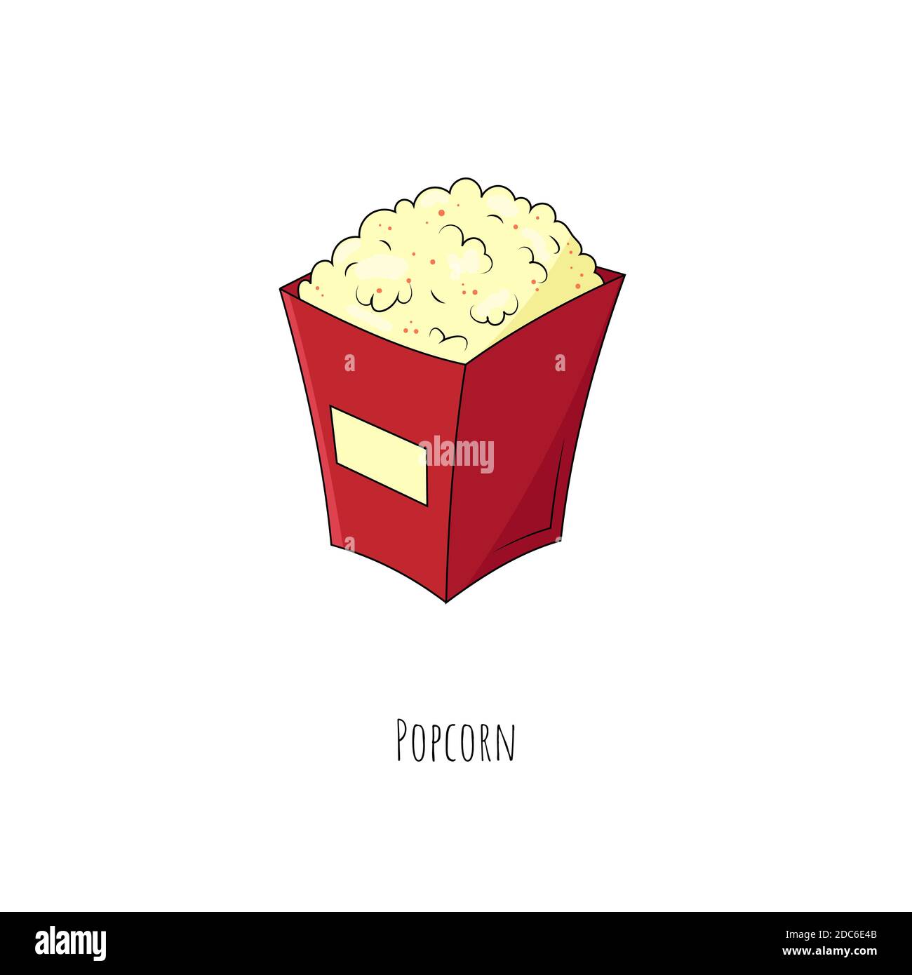 Popcorn. Isolated object on white. Vector cartoon illustration. Flat ...