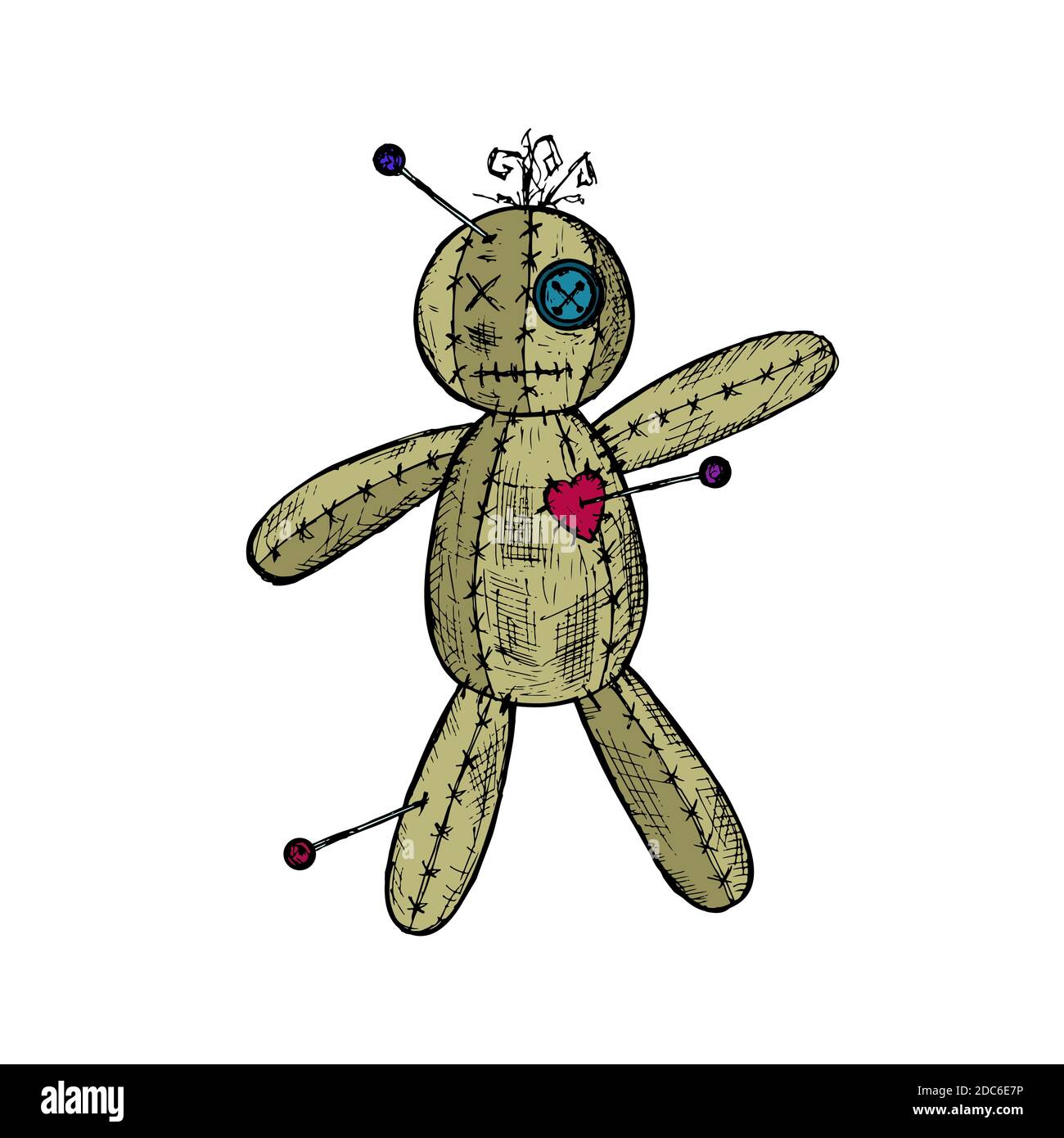 Voodoo doll. Vector cartoon illustration. Isolated object Stock Vector ...
