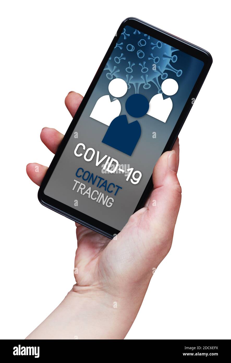 Contact Tracing COVID-19 Corona Virus Tracking App concept, hand ...