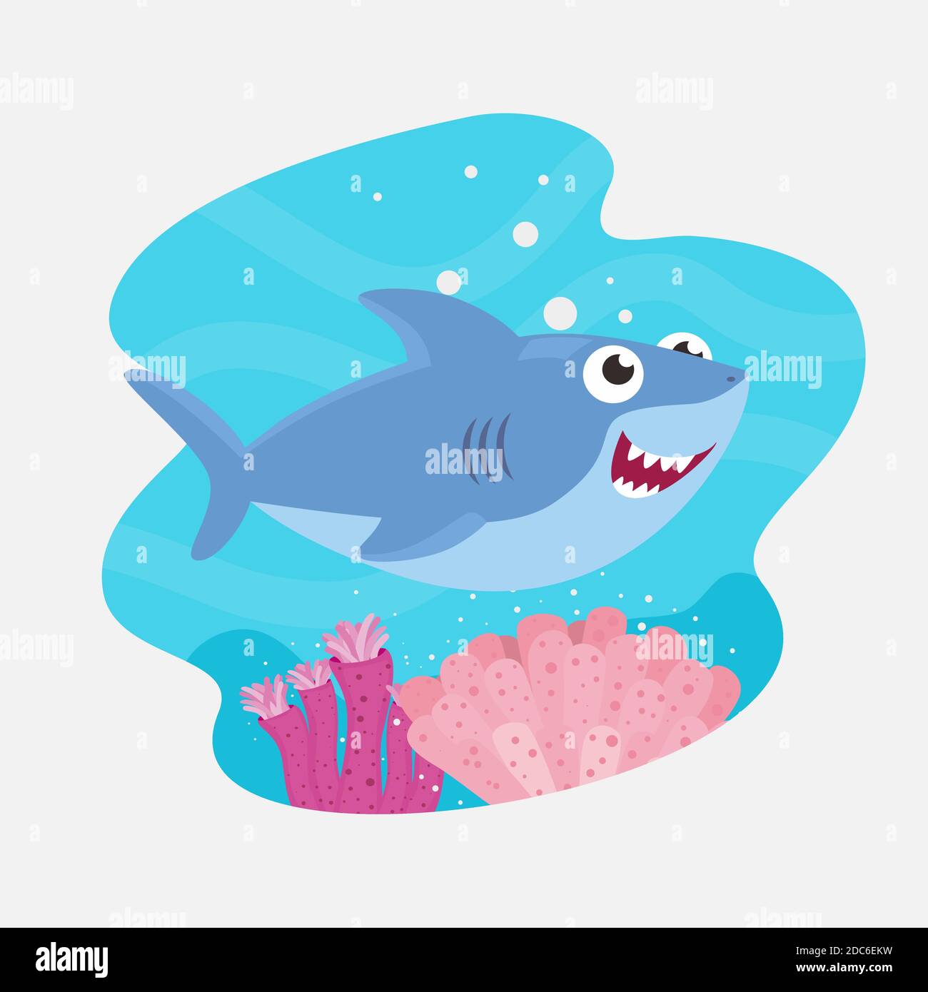 Flat design cute baby shark Vector illustration Stock Vector Image ...