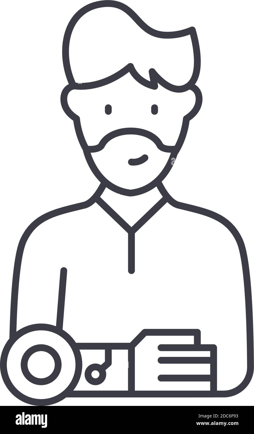 Cyber people icon, linear isolated illustration, thin line vector, web ...