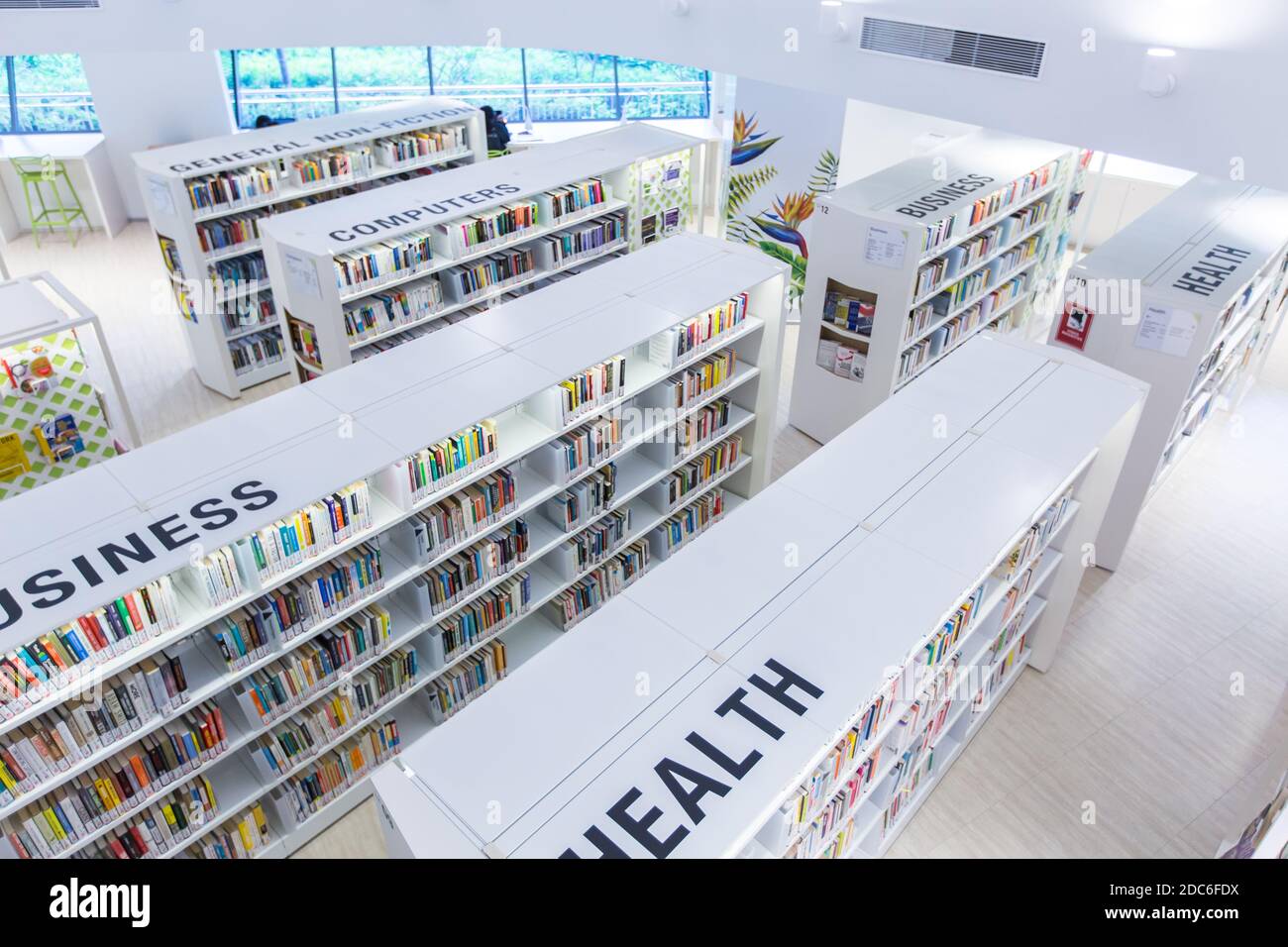 Top down view of an indoor library at Bedok library, Singapore Stock ...