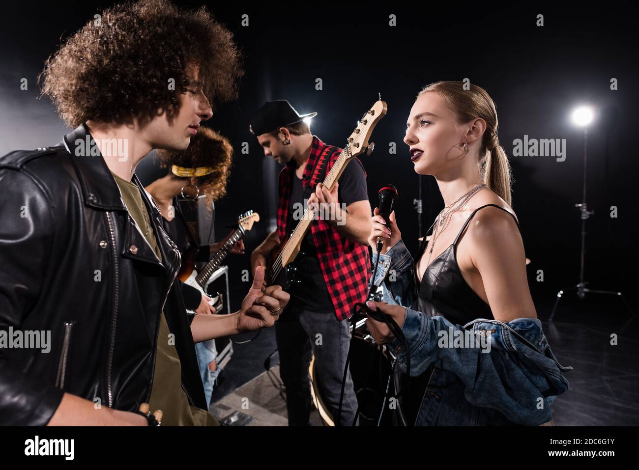 KYIV, UKRAINE - AUGUST 25, 2020: Rock band musician and blonde woman ...