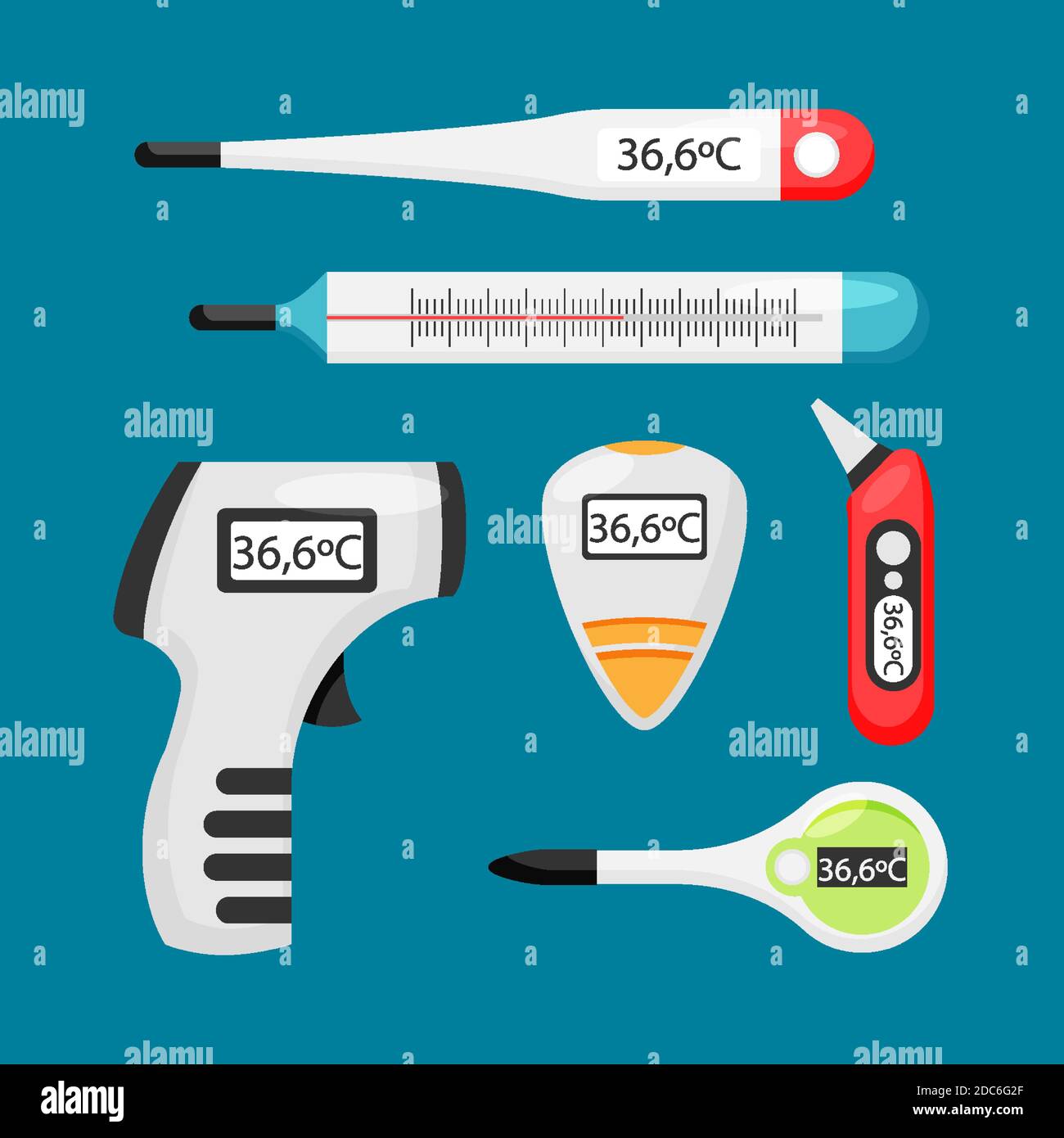 Flat thermometer types concept Vector illustration Stock Vector Image ...