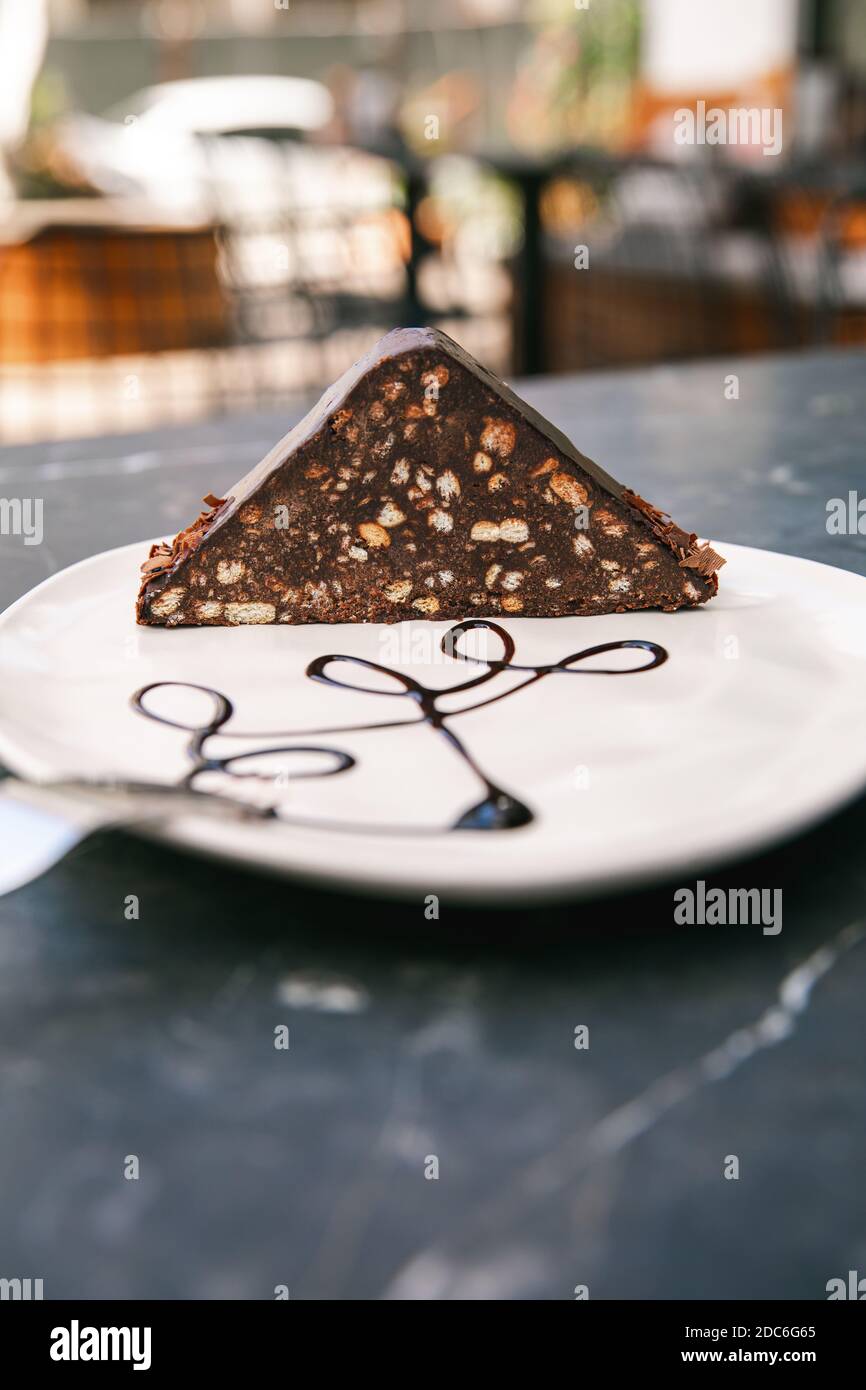 Mosaic Chocolate or Biscuit Cake dessert Stock Photo - Alamy