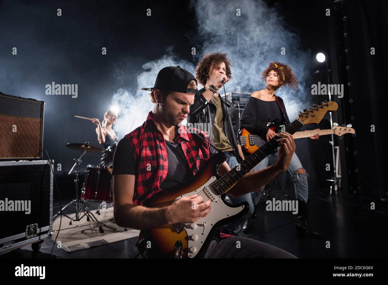 Female singer band stage guitar drums hi-res stock photography and ...