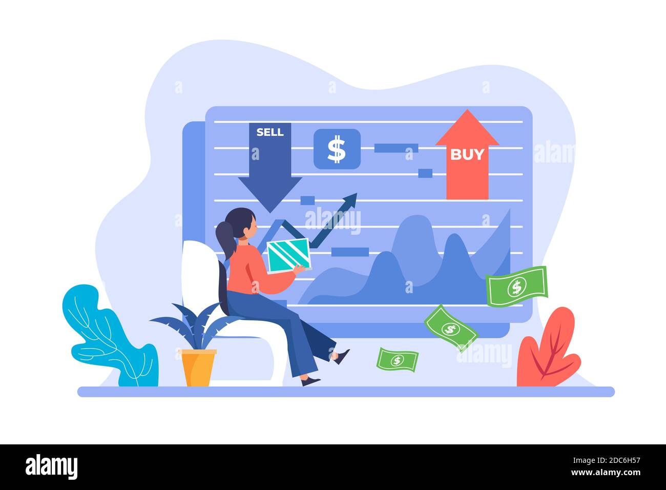 Flat design stock exchange data illustration Vector illustration Stock ...