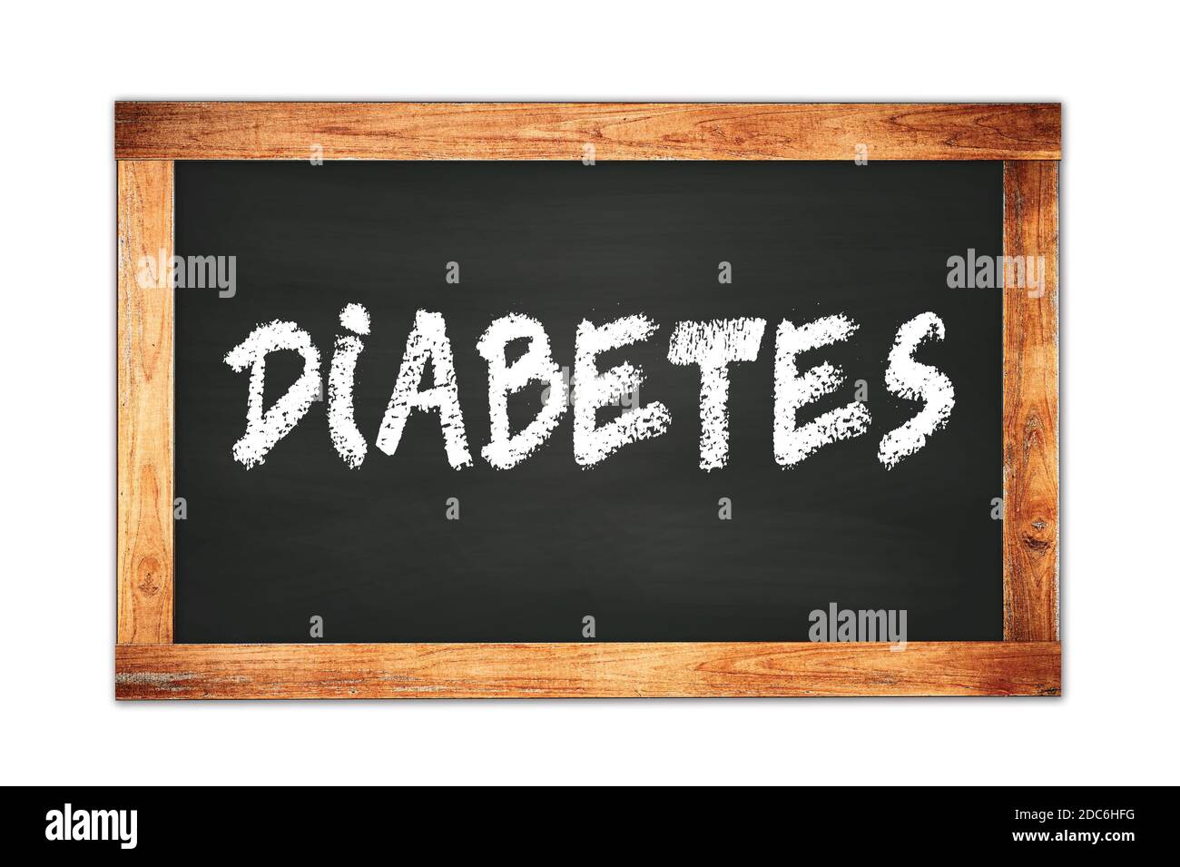 DIABETES text written on black wooden frame school blackboard Stock ...