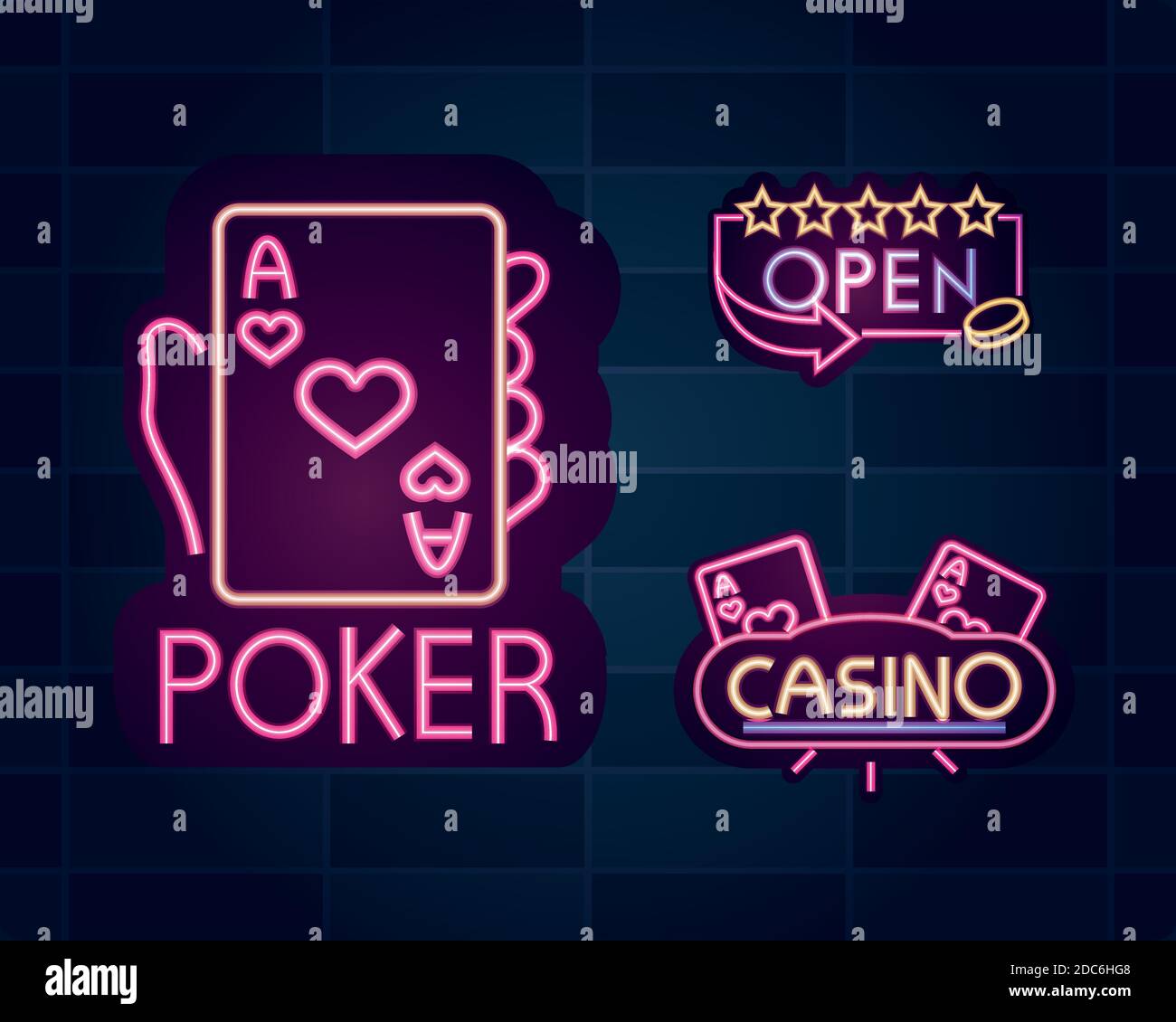 casino, poker card, billboard or banner gambling neon sign vector ...