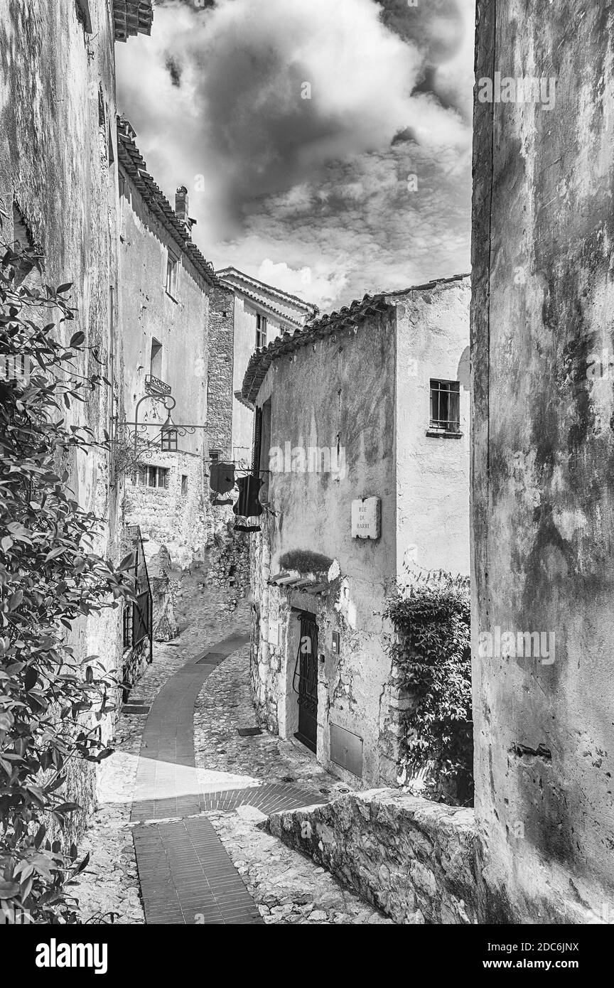 The medieval architecture of Eze, iconic village near the city of Nice ...