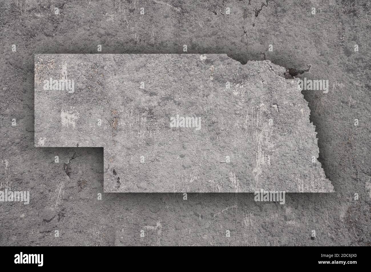 Map of Nebraska on weathered concrete Stock Photo - Alamy