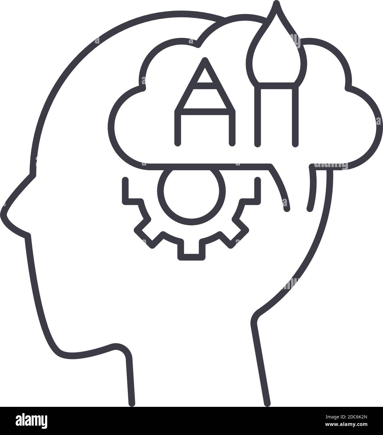 Creative thinking icon, linear isolated illustration, thin line vector ...