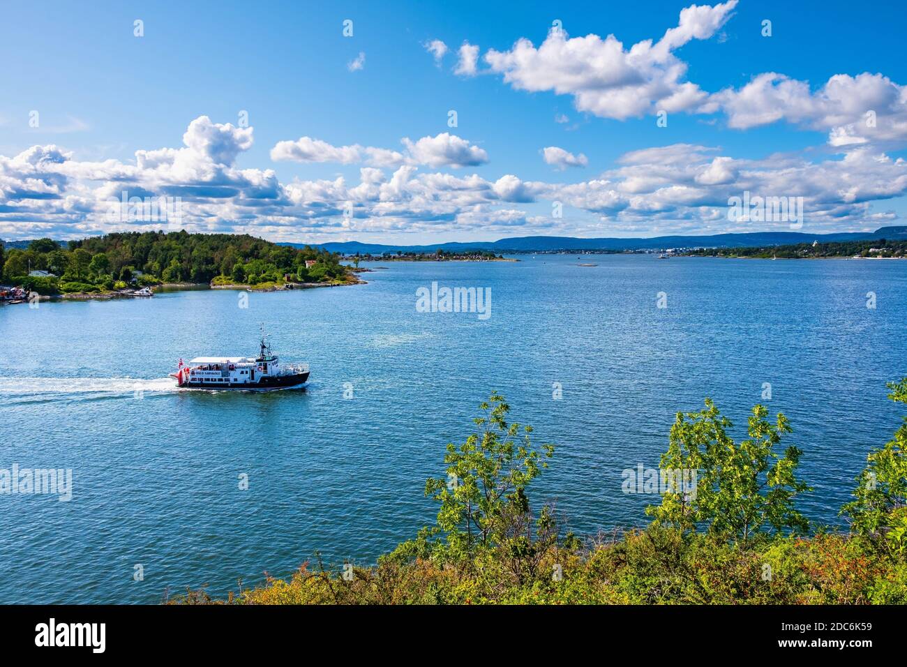 Oslo, Ostlandet / Norway - 2019/09/02: Panoramic view of Oslofjord ...