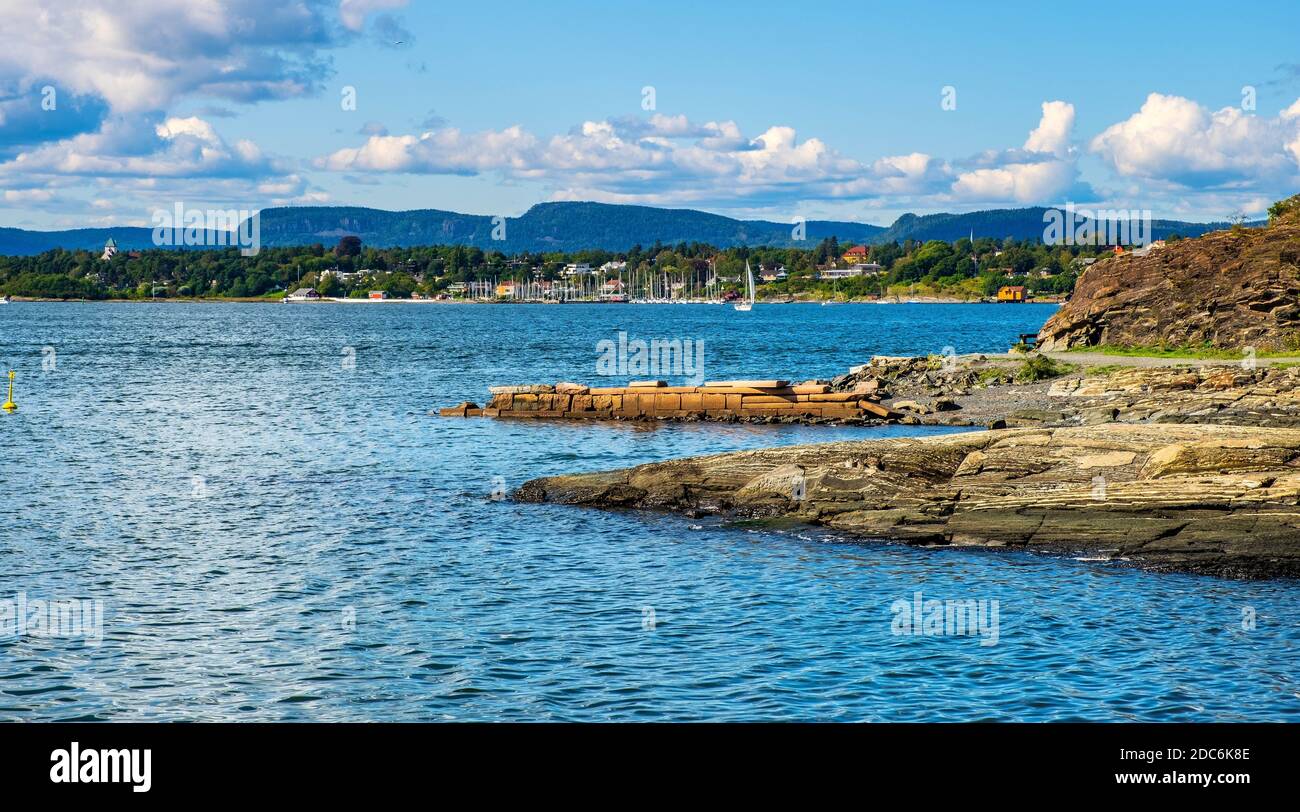 Oslo, Ostlandet / Norway - 2019/09/02: Panoramic view of Oslofjord ...
