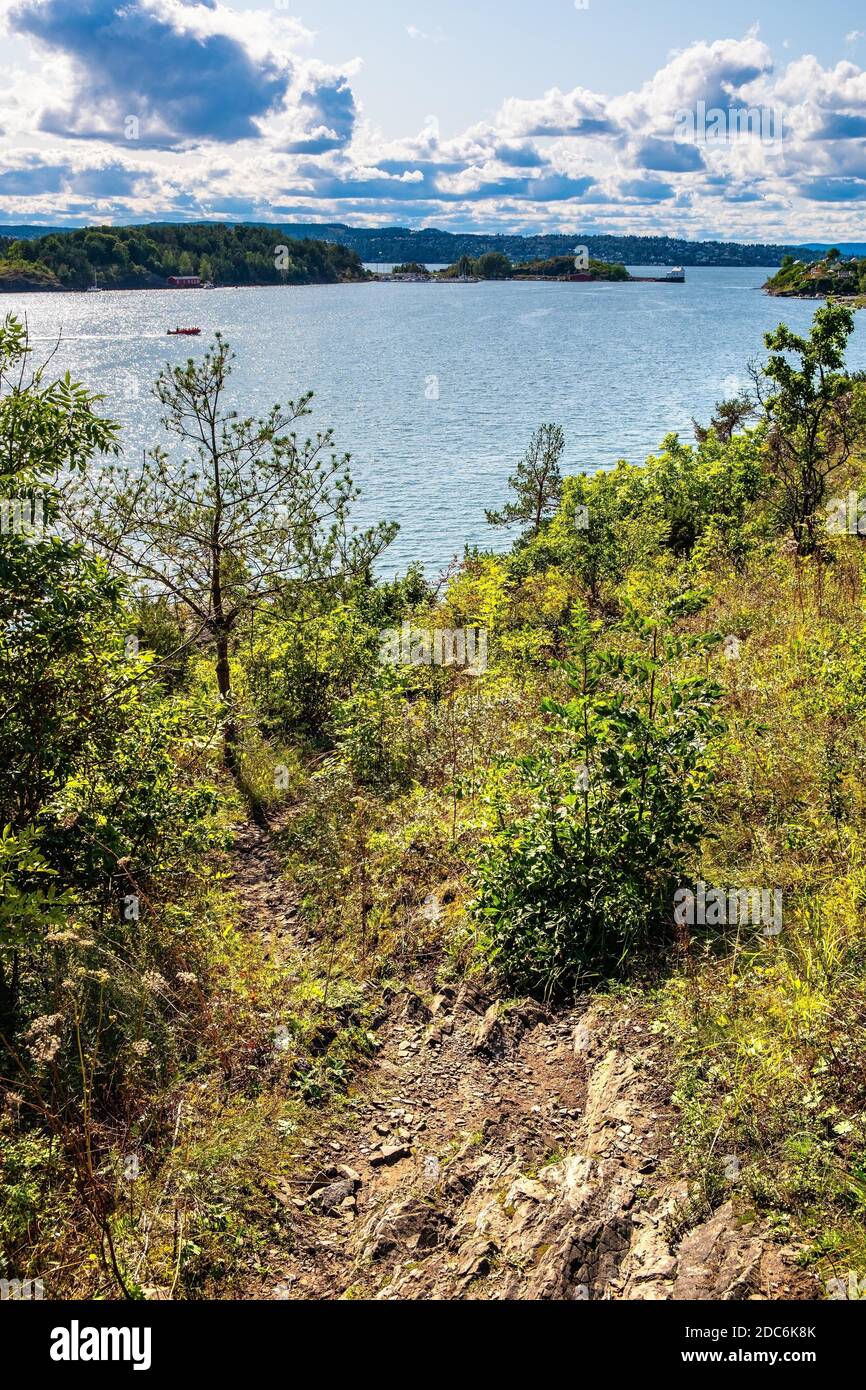 Oslo, Ostlandet / Norway - 2019/09/02: Panoramic view of Oslofjord ...