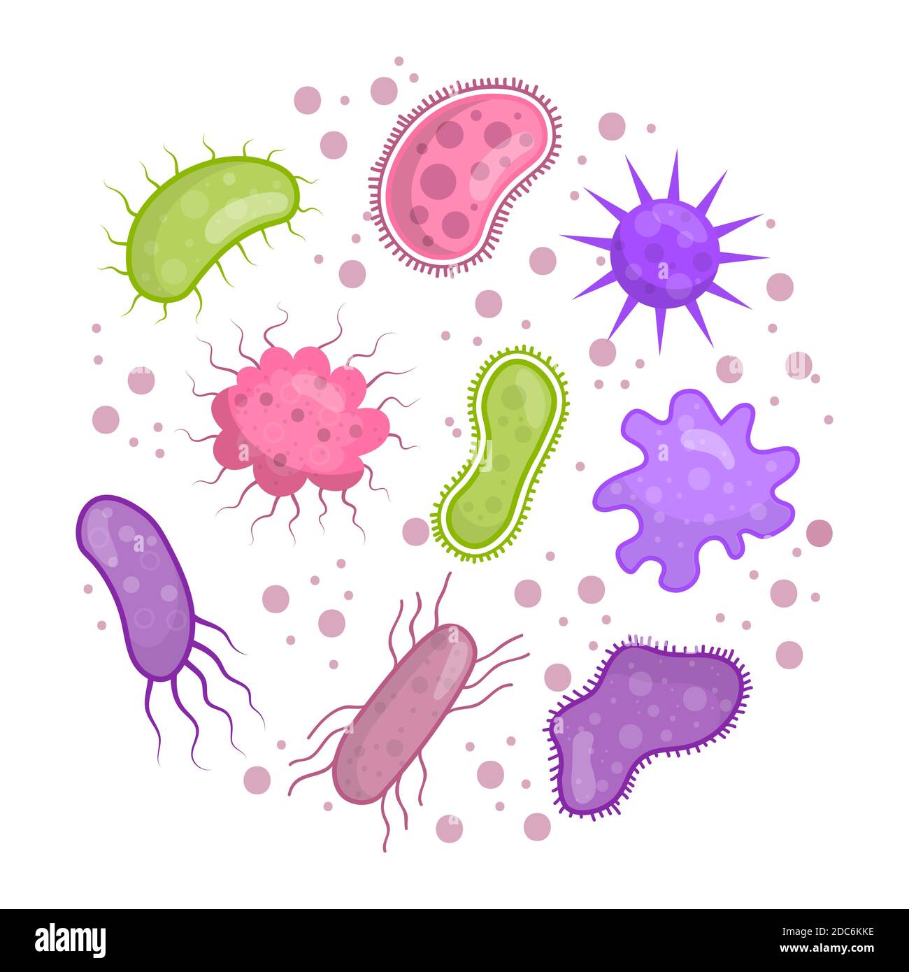 Bacteria and germs colourful hand drawn set Vector illustration Stock ...