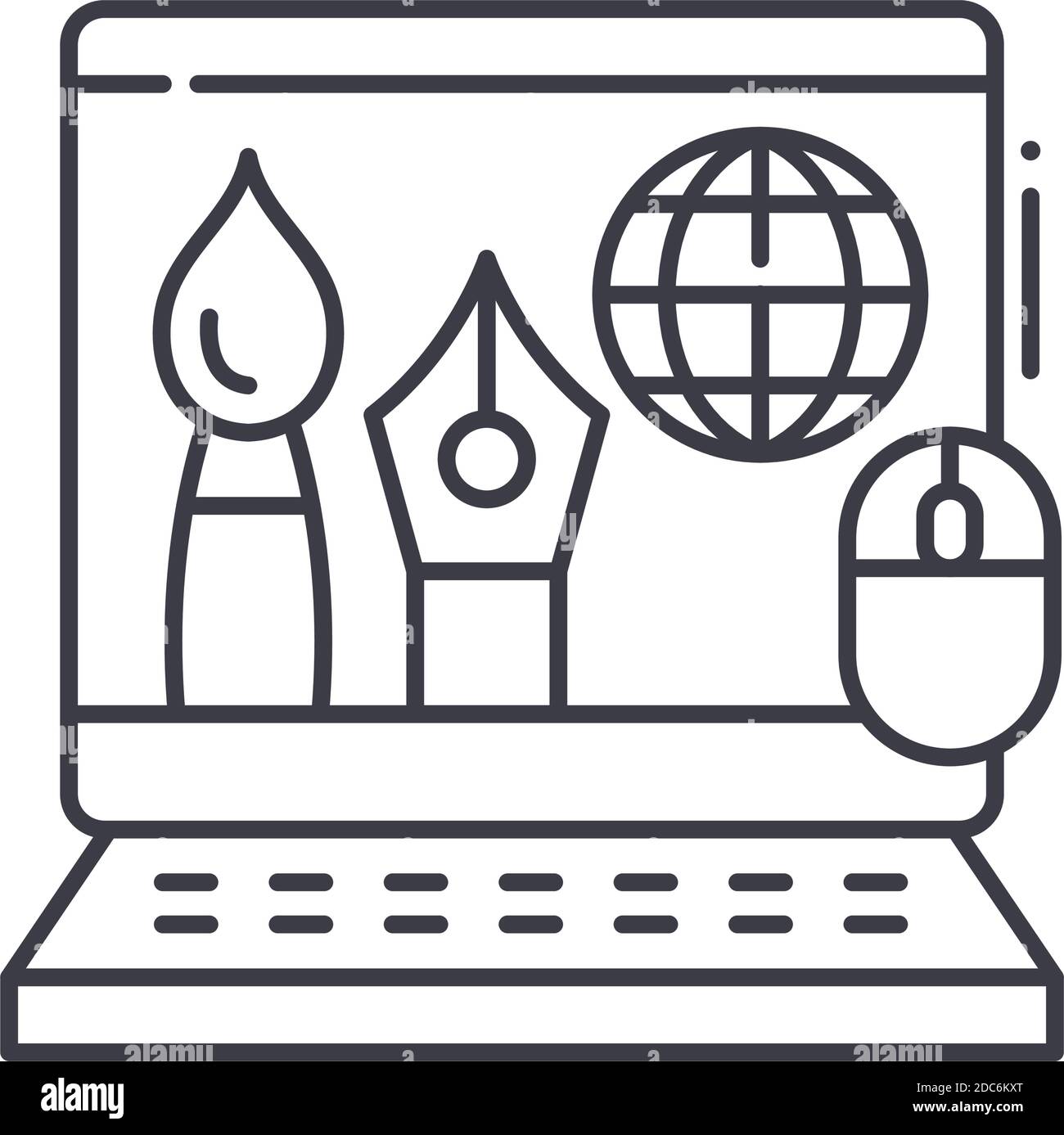 Creative online learning icon, linear isolated illustration, thin line ...